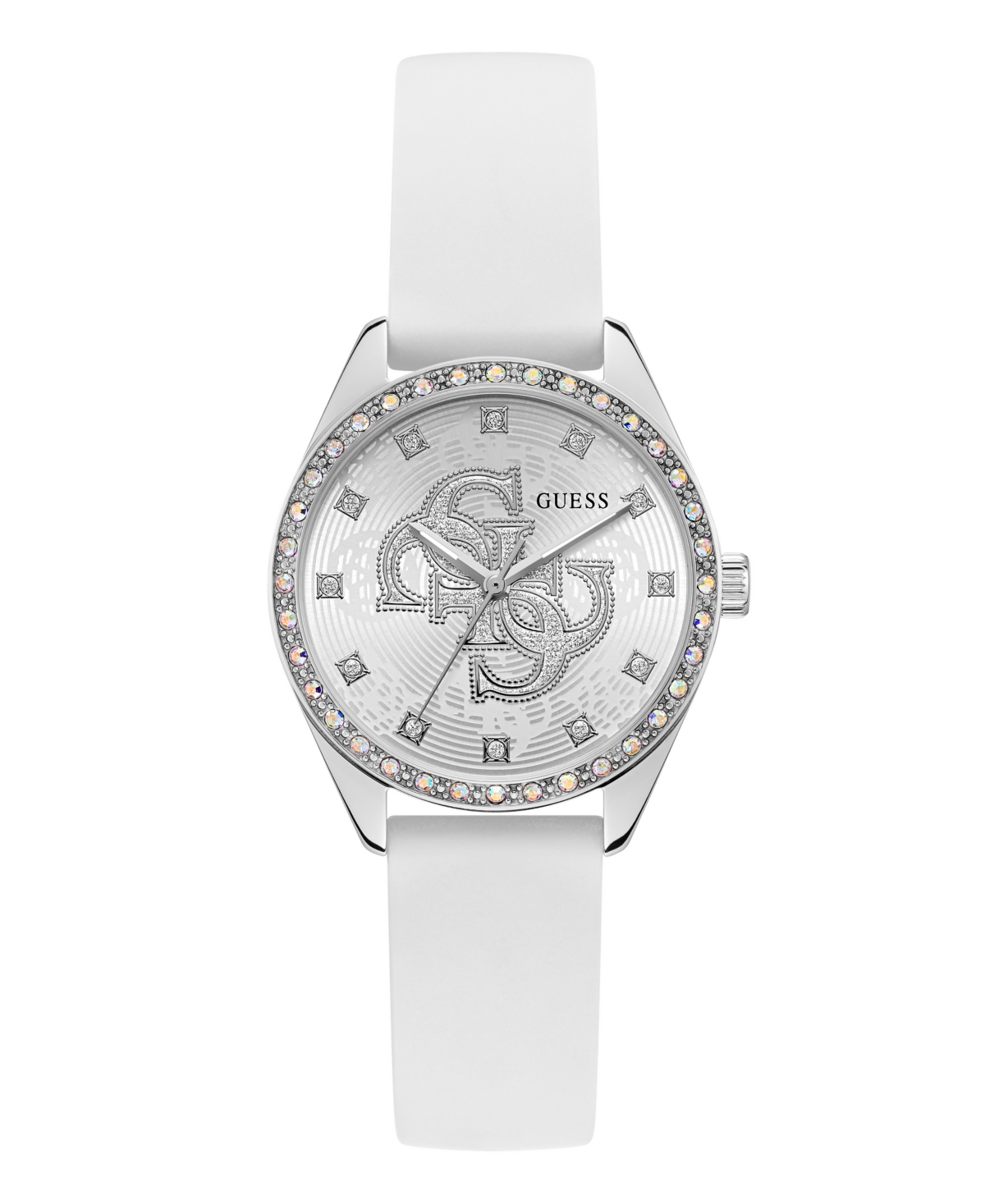 Click here for Guess Womens White Silicone Watch 34mm - White prices