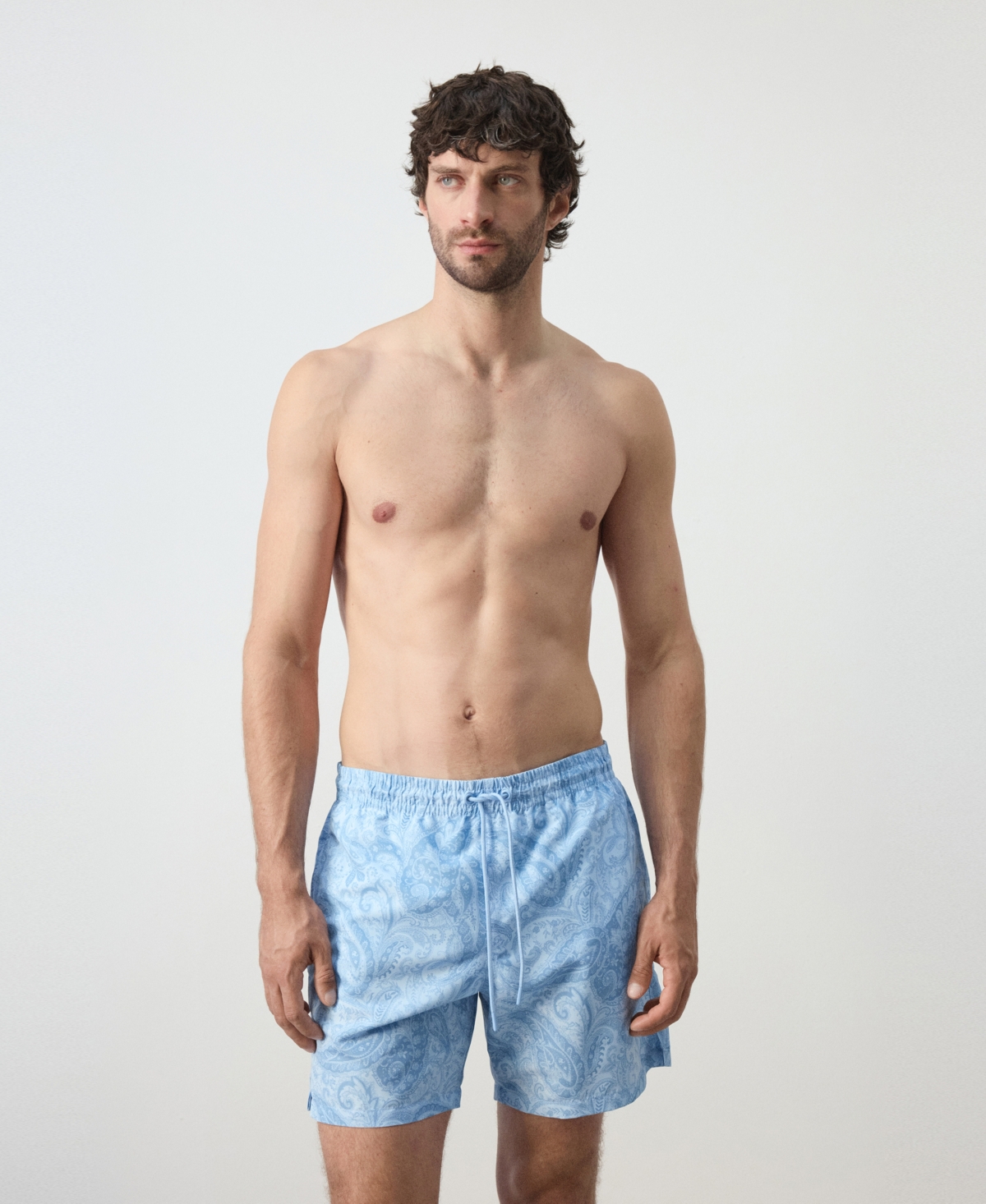 Click here for Mango Mens Drawstring Printed Swimsuit - Sky Blue prices