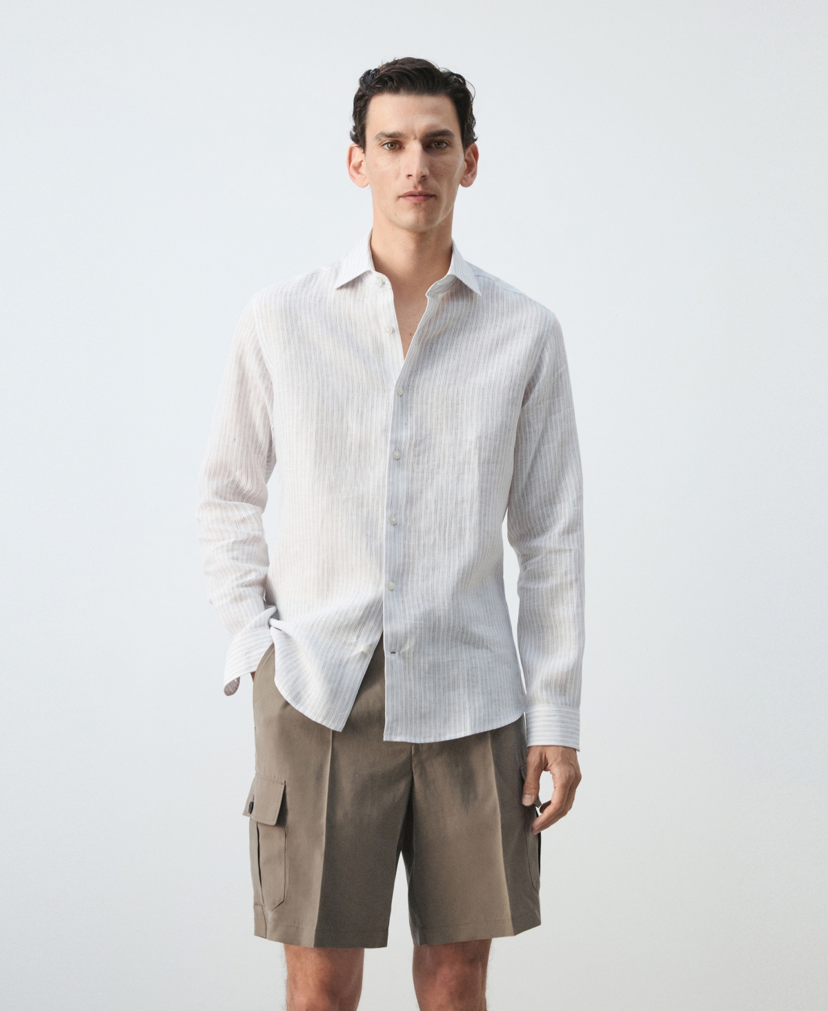Click here for Mango Mens Linen Slim-Fit Shirt - White prices