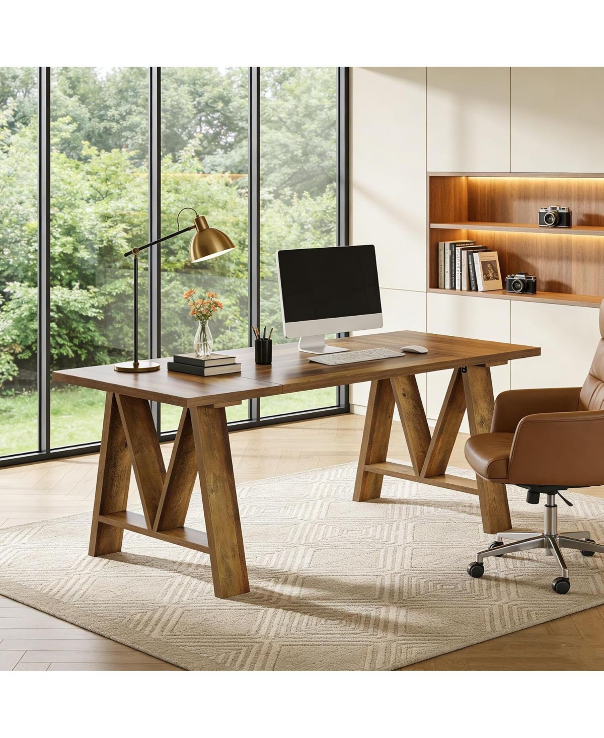 Click here for Tribesigns 63 Executive Office Desk  Farmhouse Woo... prices