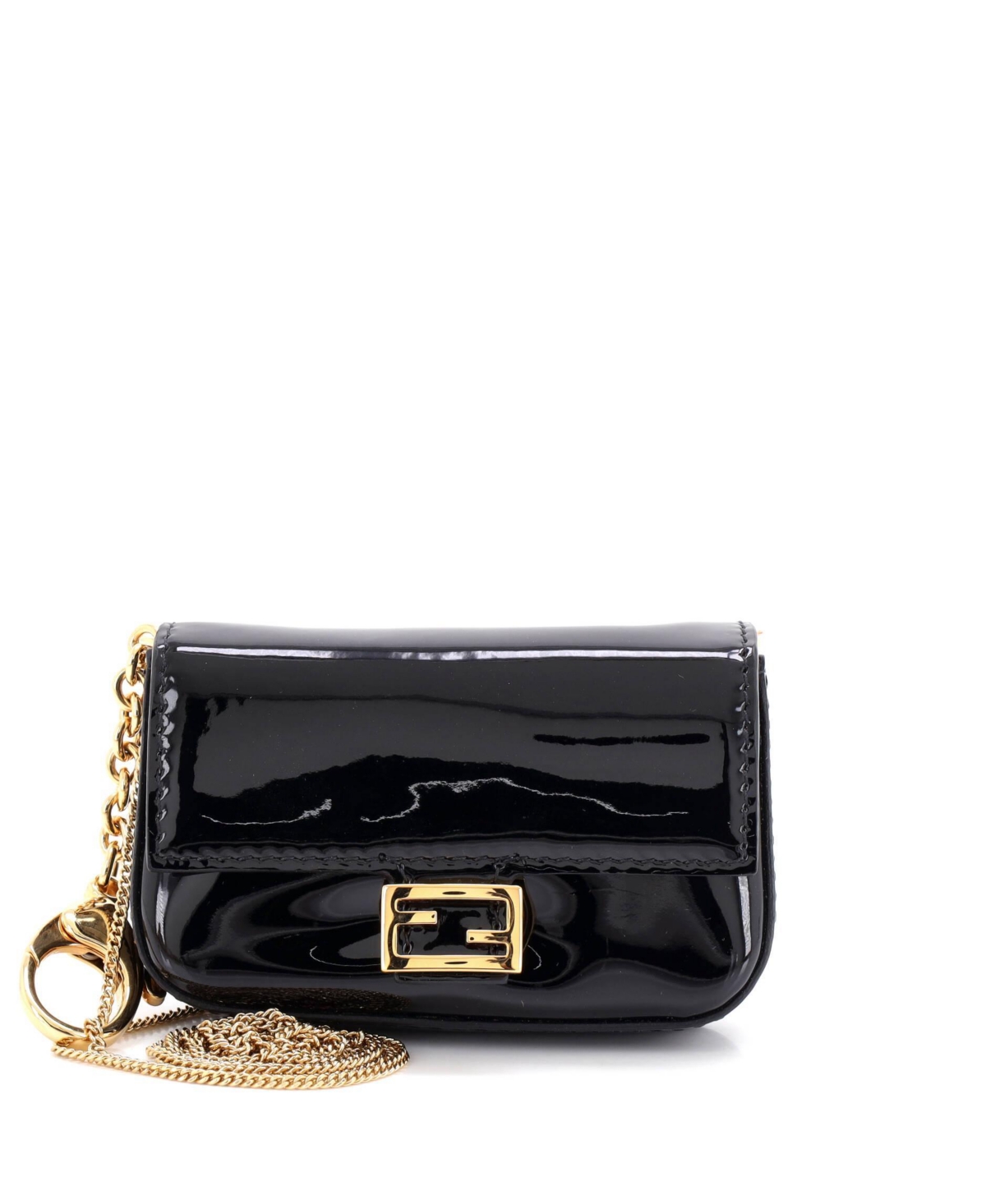 Click here for Pre-Owned Fendi Nano Chain Baguette Charm Bag Pate... prices