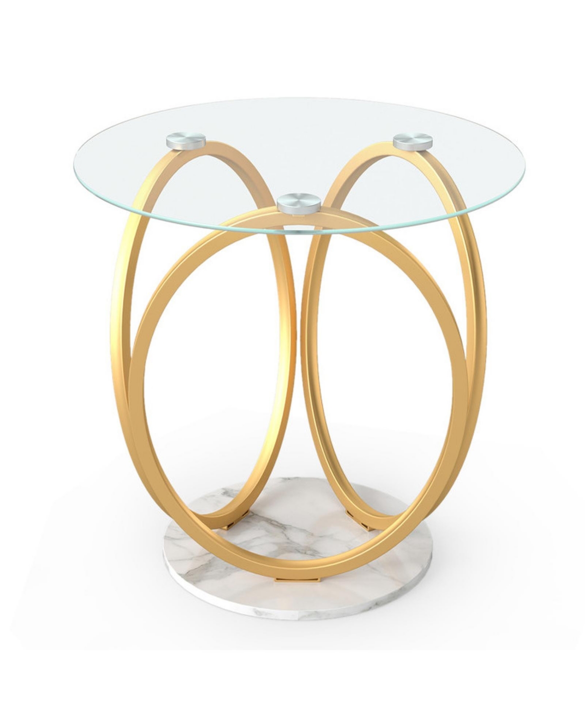 Click here for Sugift Round Faux Marble End Table with Tempered G... prices