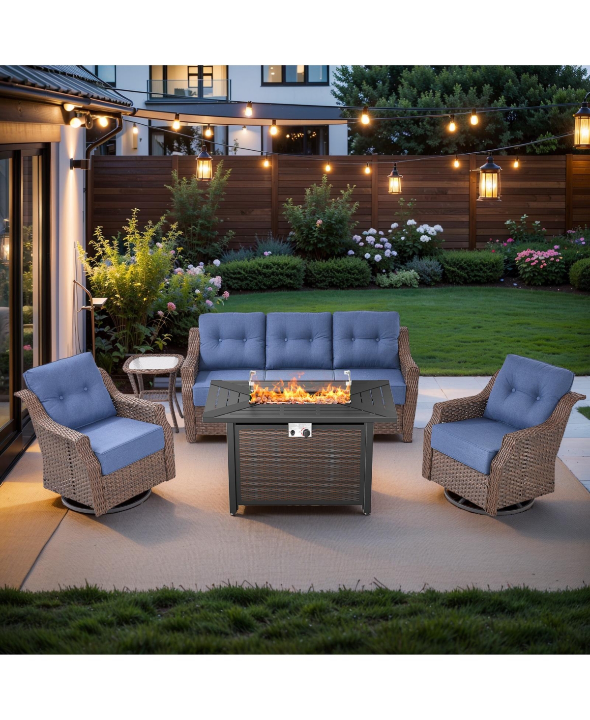 Click here for Pocassy 5-Piece Wicker Patio Furniture Set With Fi... prices