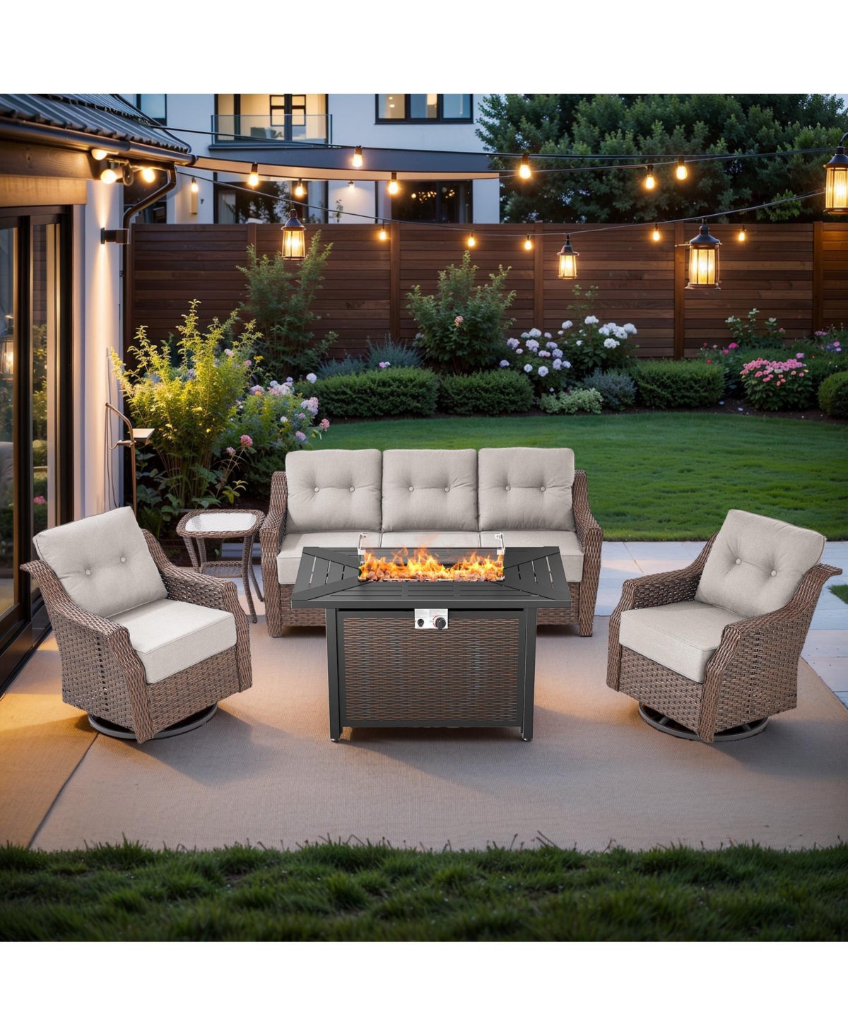 Click here for Pocassy 5-Piece Wicker Patio Furniture Set With Fi... prices