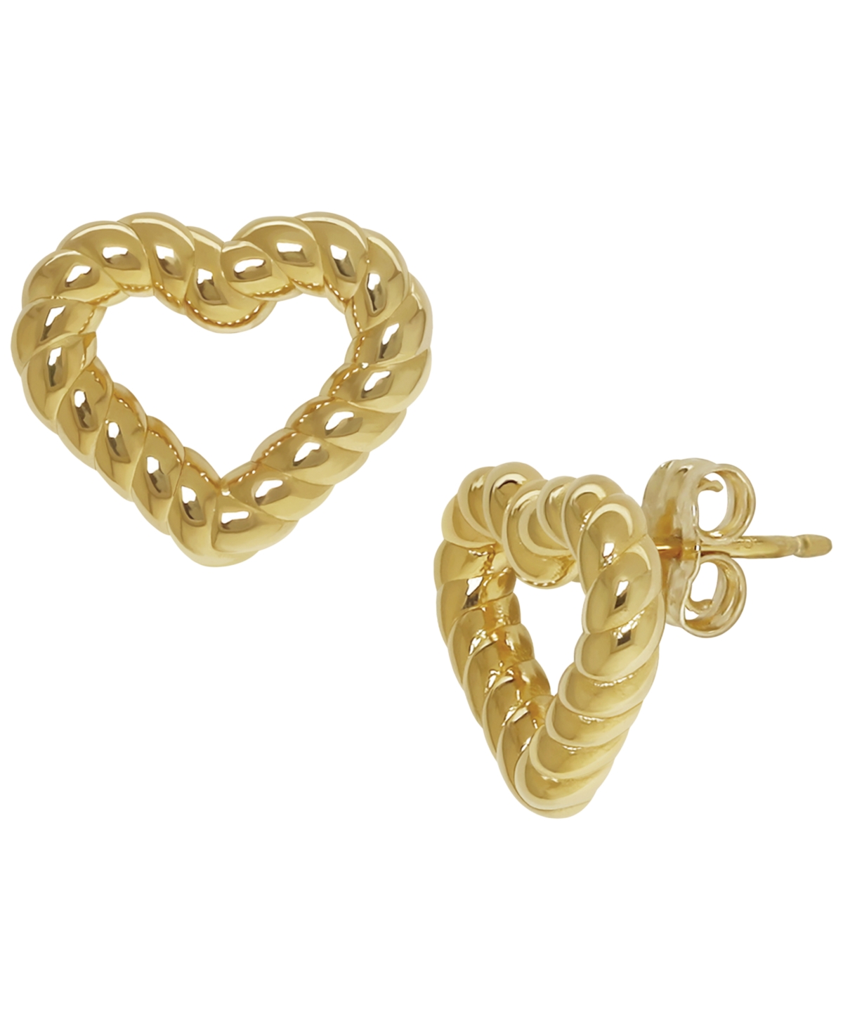 Click here for Macys Sculptured Twisted Heart Stud Earrings in 14... prices