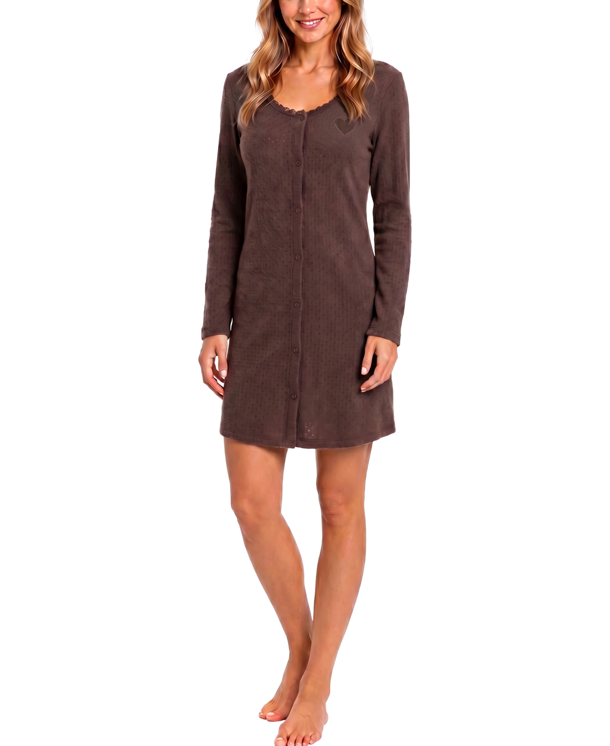 Click here for Roudelain Womens Brushed Pointelle Long-Sleeve Sle... prices