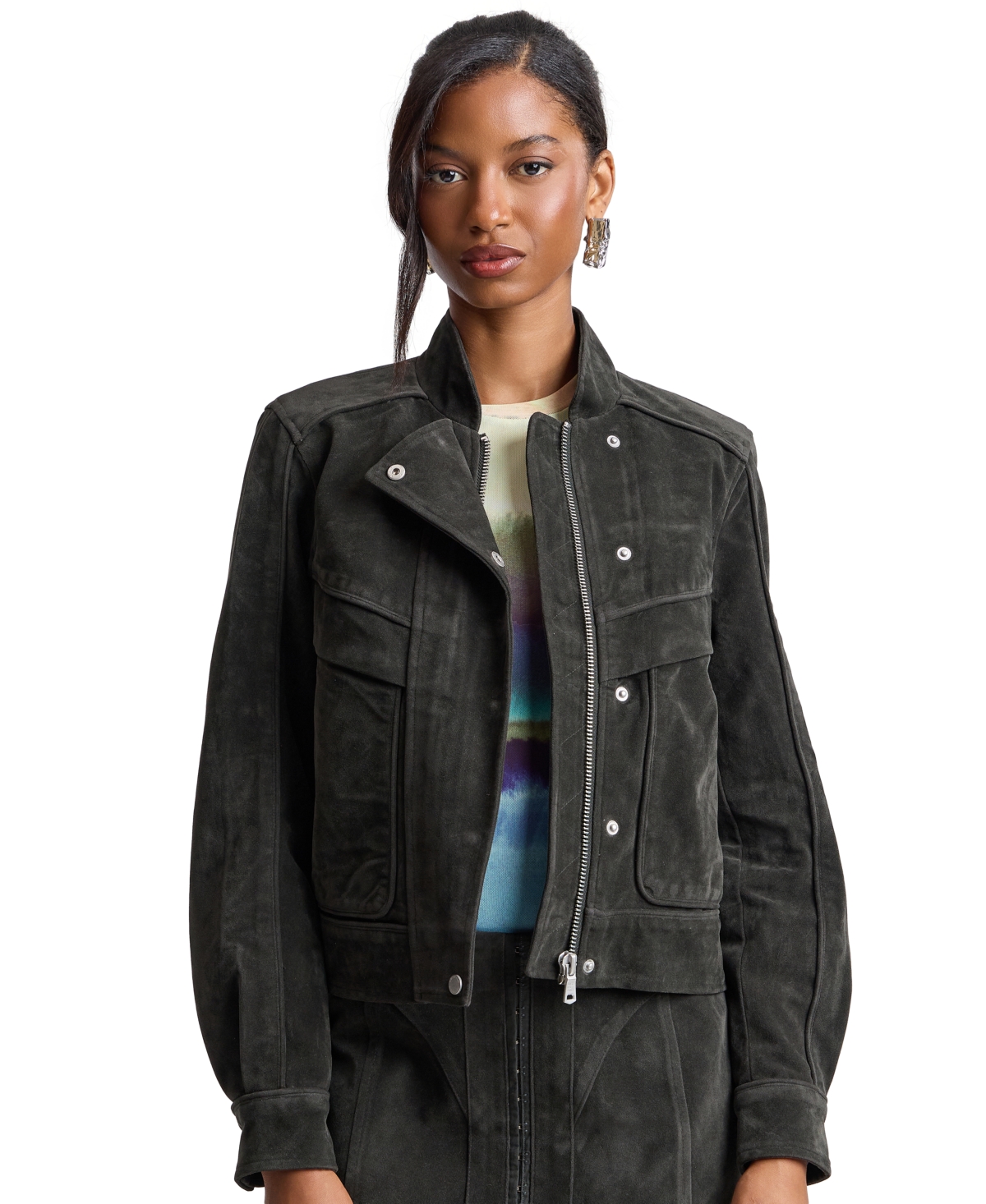 Click here for Avec Les Filles Womens Asymmetrical Bomber Zip-Fro... prices