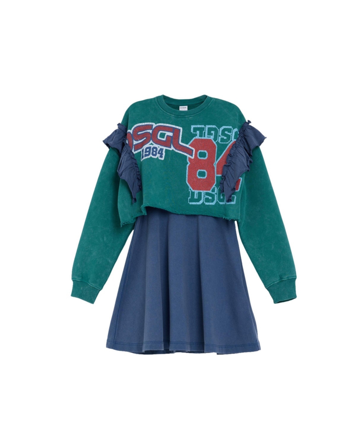 Click here for Desigual Girlss 2-in-1 ruffle dress - Green prices