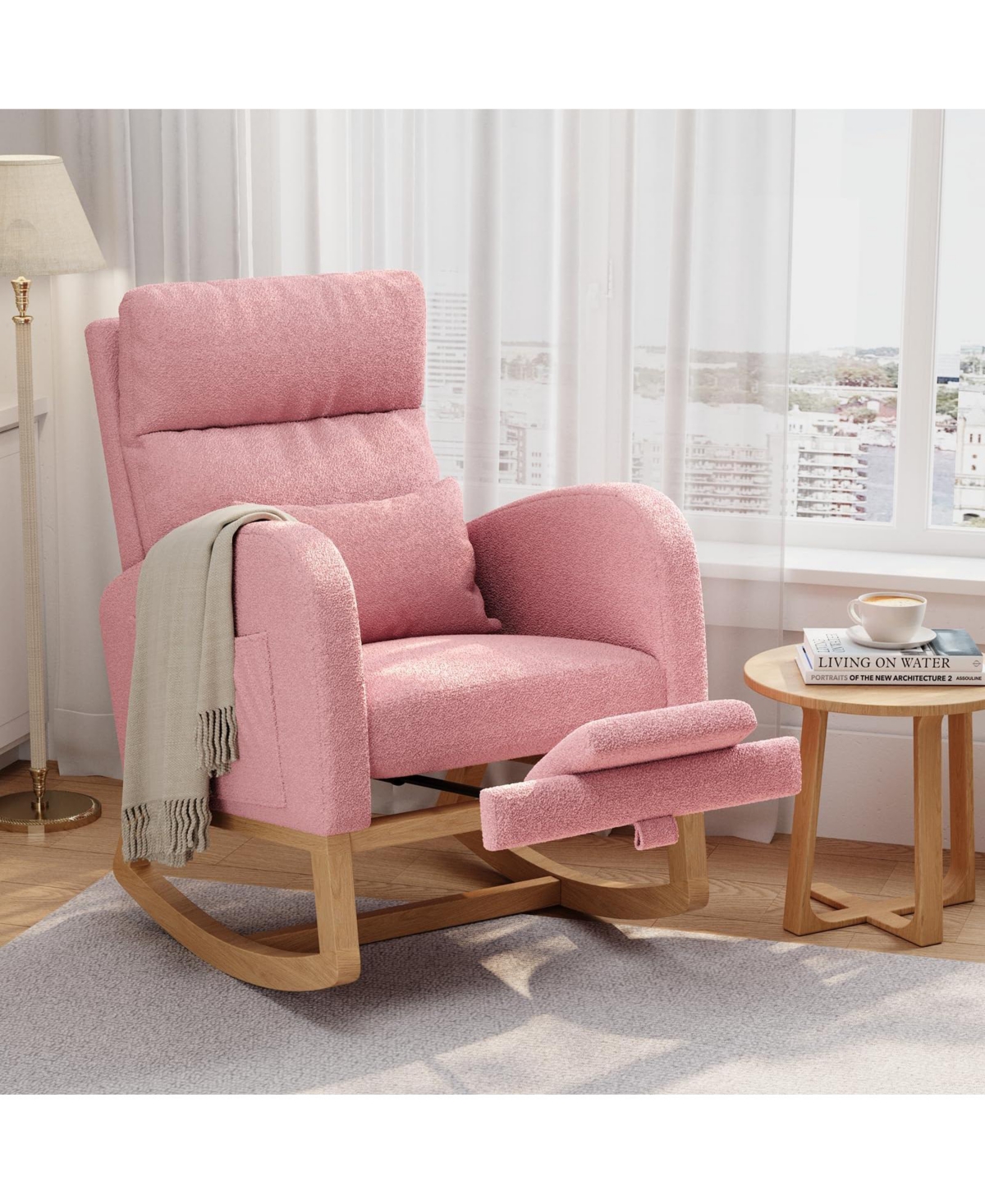 Click here for homfan Soft Teddy Fleece Rocking Chair Modern Nurs... prices