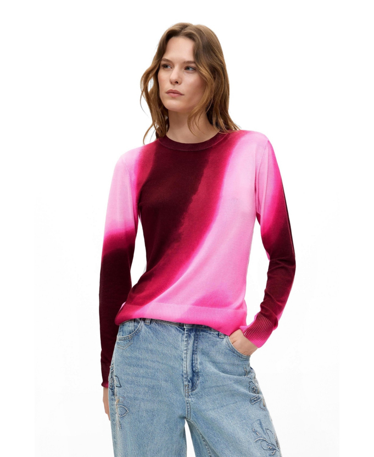 Click here for Desigual Womens Gradient Fine-Knit Crewneck Sweate... prices