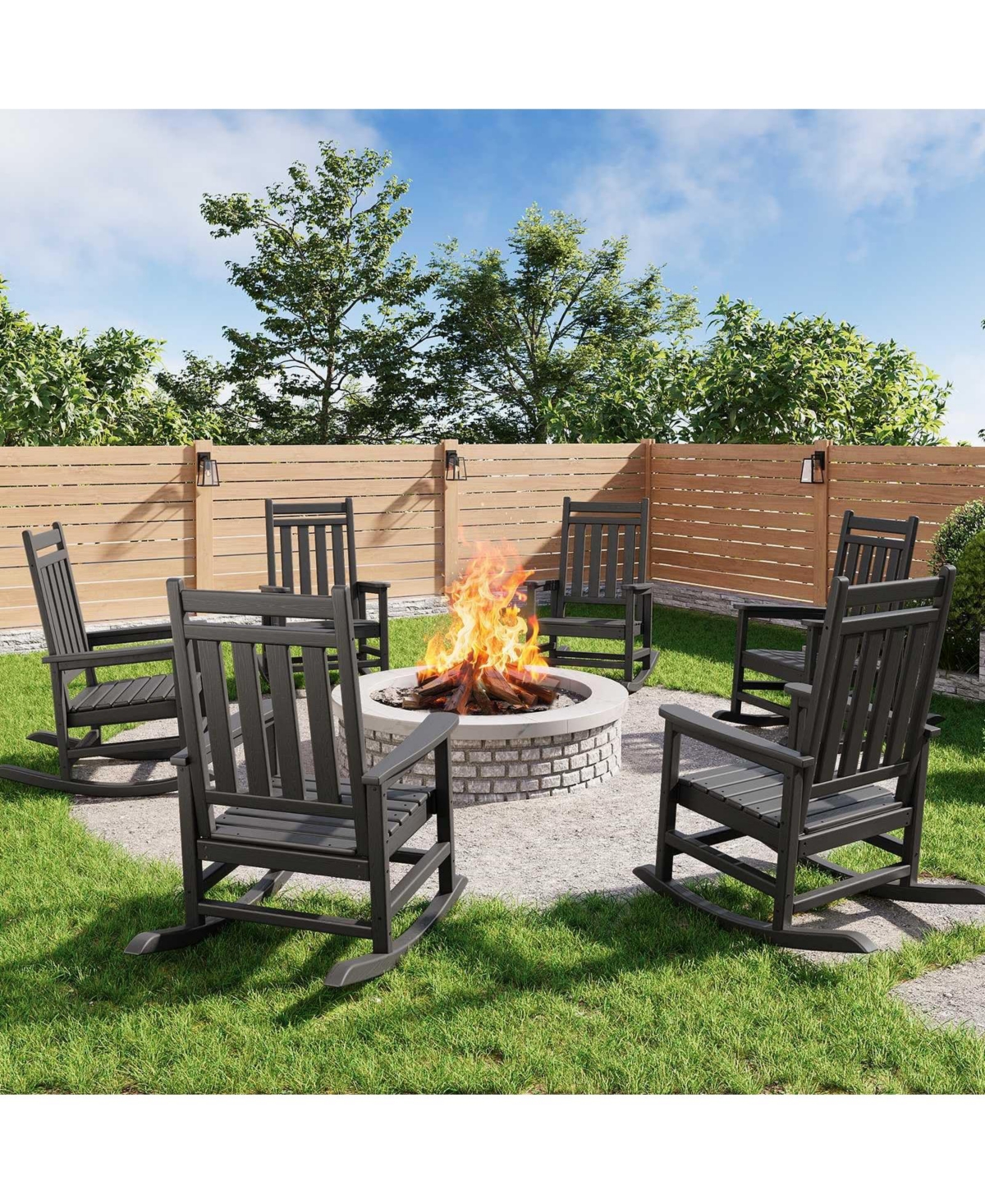 Click here for homfan Set of 6 Hdpe Rocking Chairs High Back All-... prices