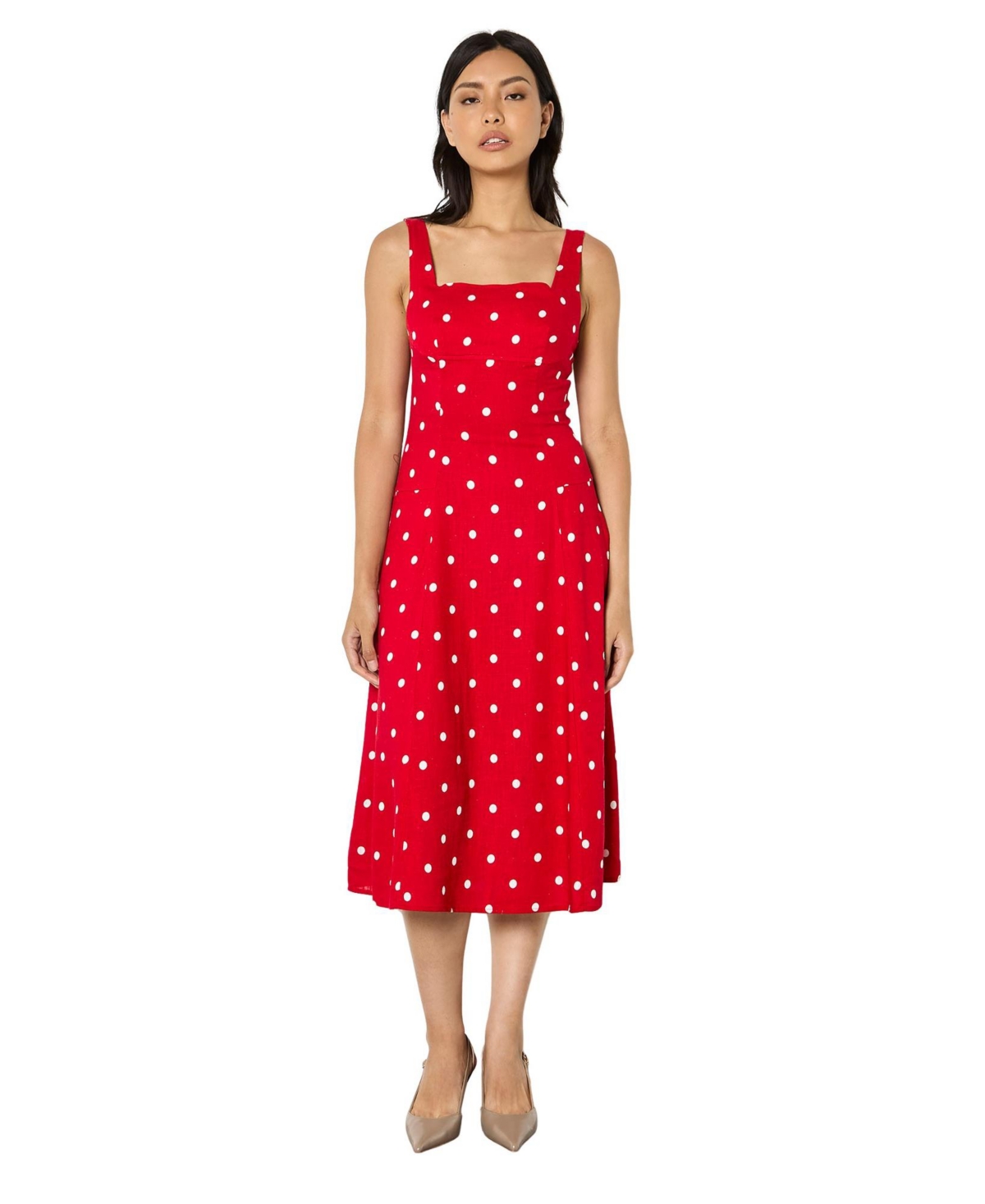 Click here for Apricot Womens Square Neck Midi Dress - Red prices