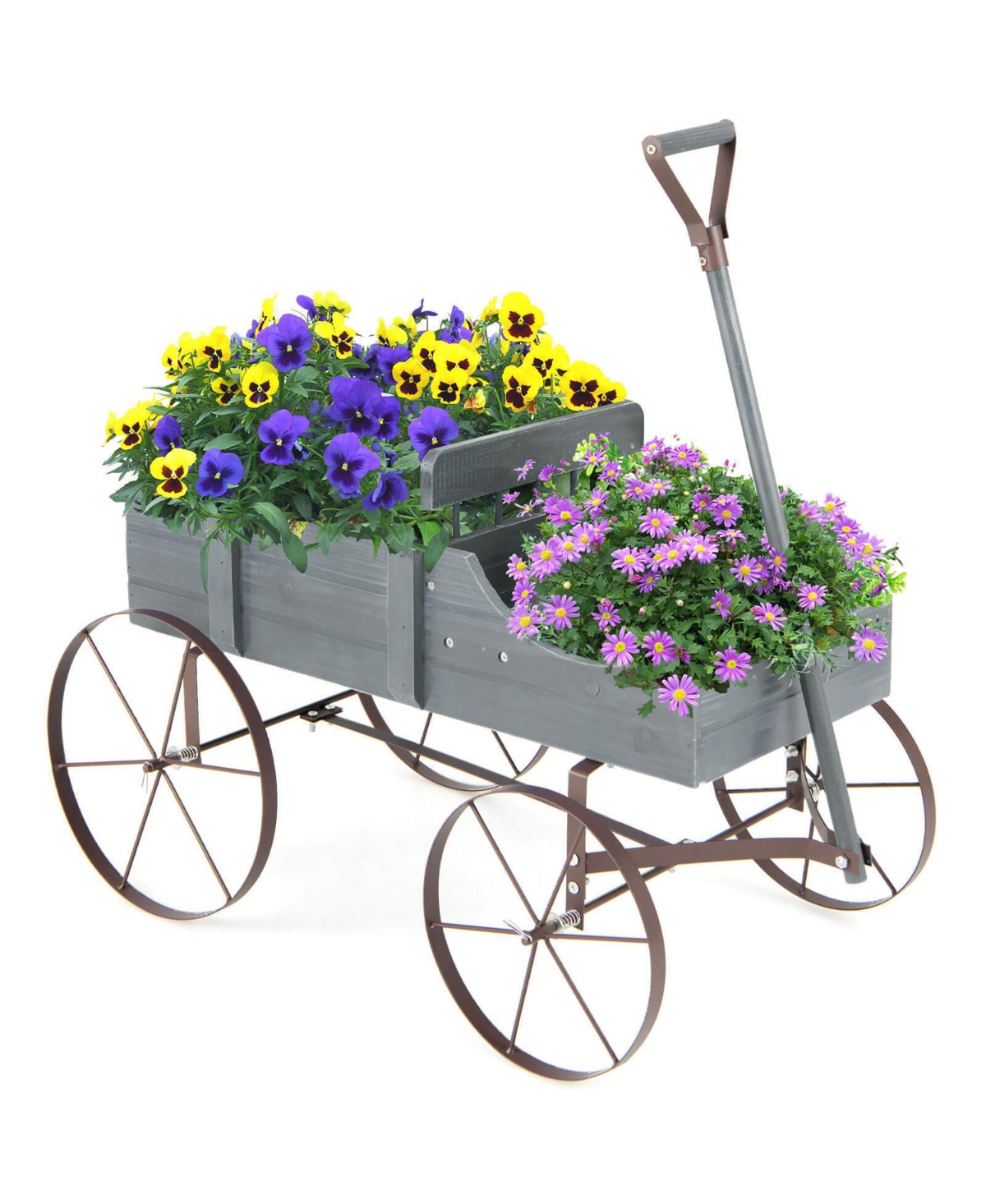 Click here for Gymax Patio Wooden Garden Flower Planter Wagon Pla... prices