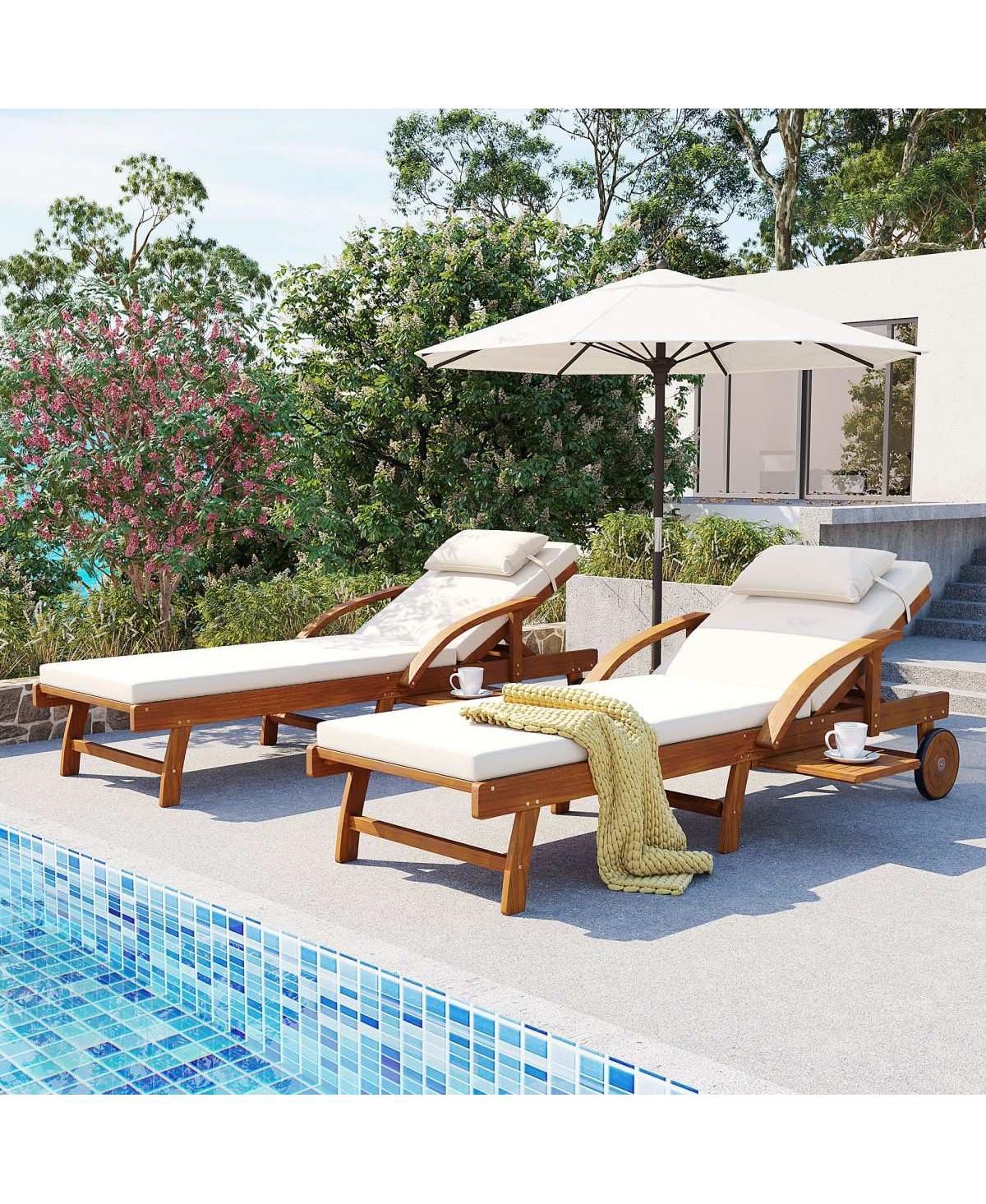 Click here for Asagikoiai Set of 2 Outdoor Acacia Wood Lounge Cha... prices