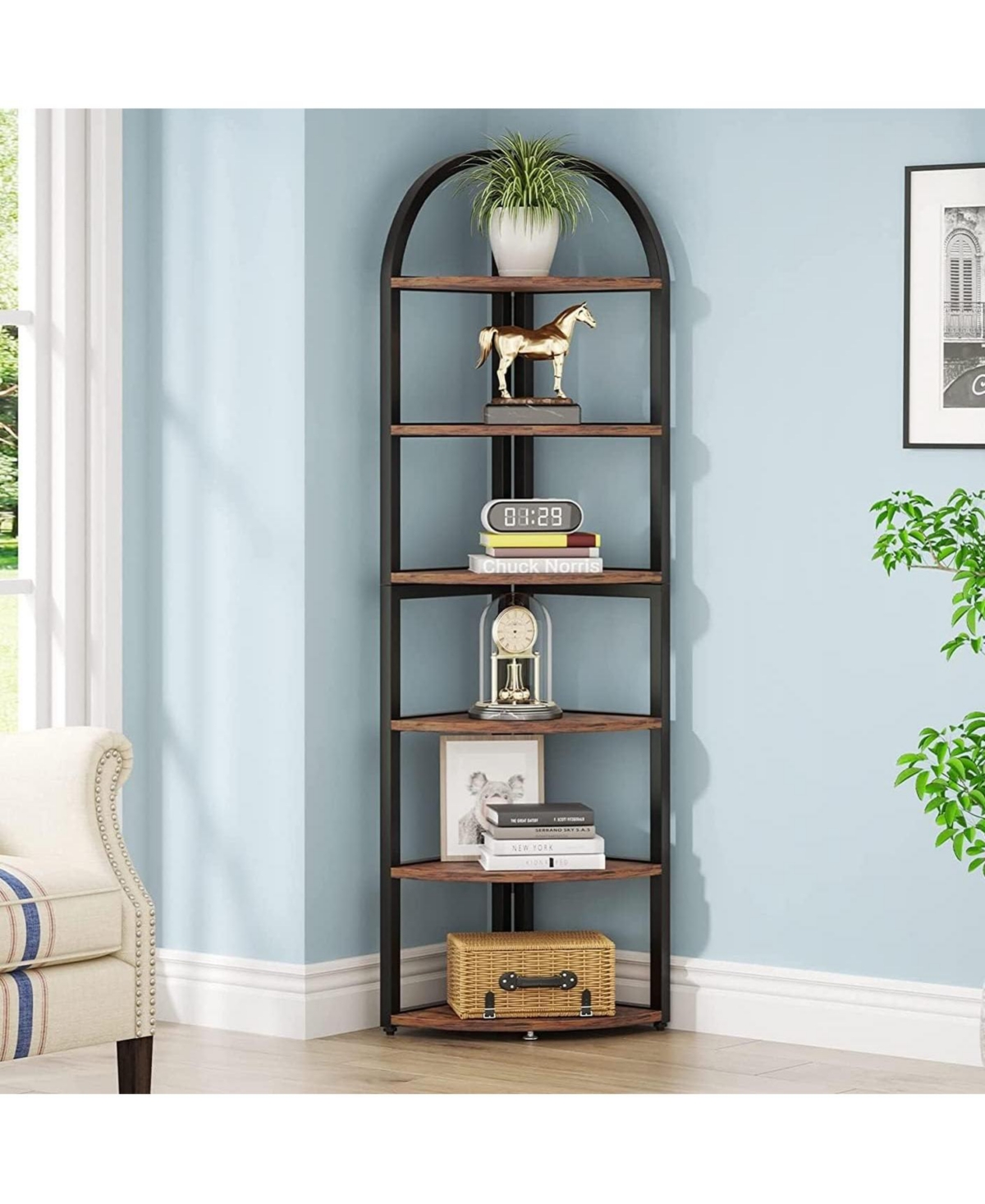 Click here for Tribesigns 6-Tier 71 Tall Corner Bookshelf prices