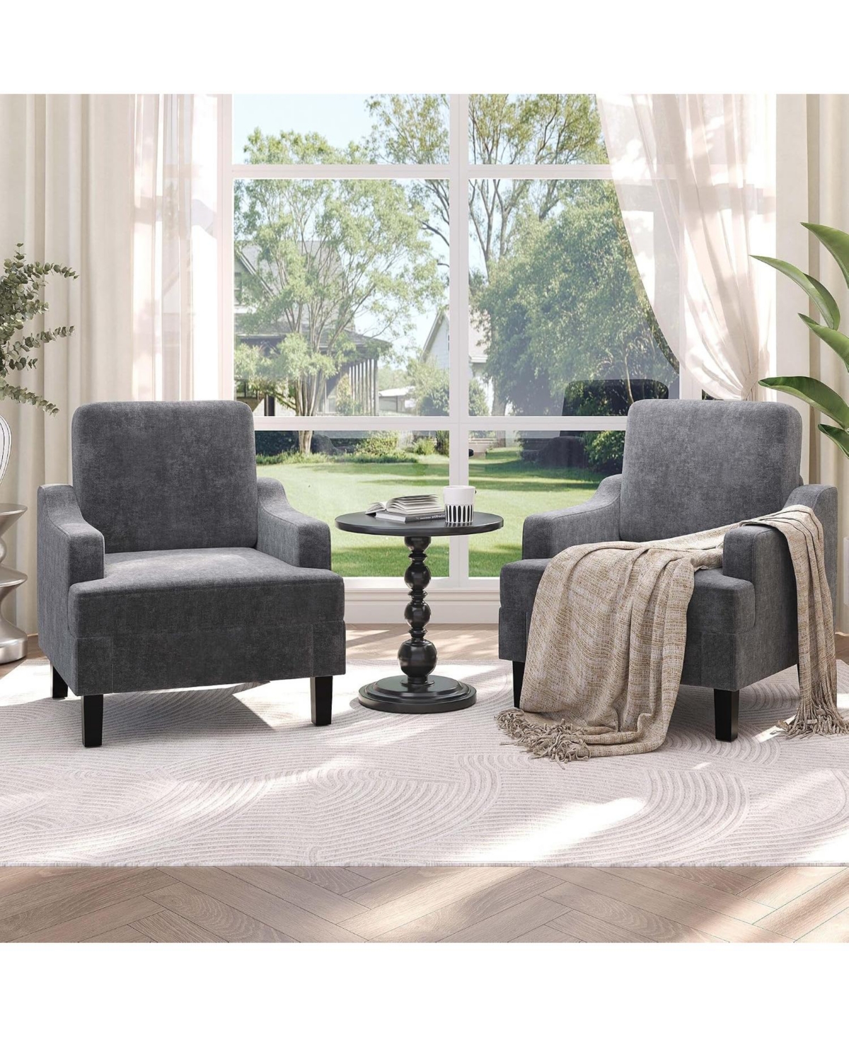 Click here for gaomon 2 Piece Modern Chenille Accent Sofa Chair... prices
