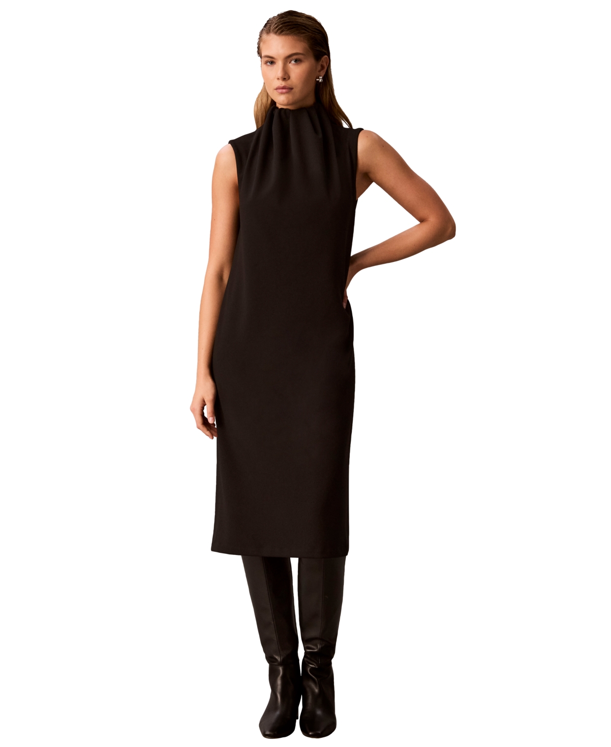 Click here for Calvin Klein Womens Mock-Neck Sleeveless Midi Dres... prices