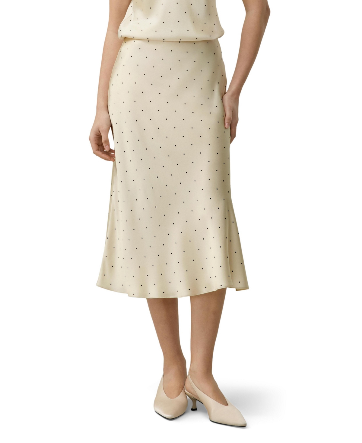 Click here for Lilysilk Womens Bias-Cut Polka-Dot Midi Silk Skirt... prices
