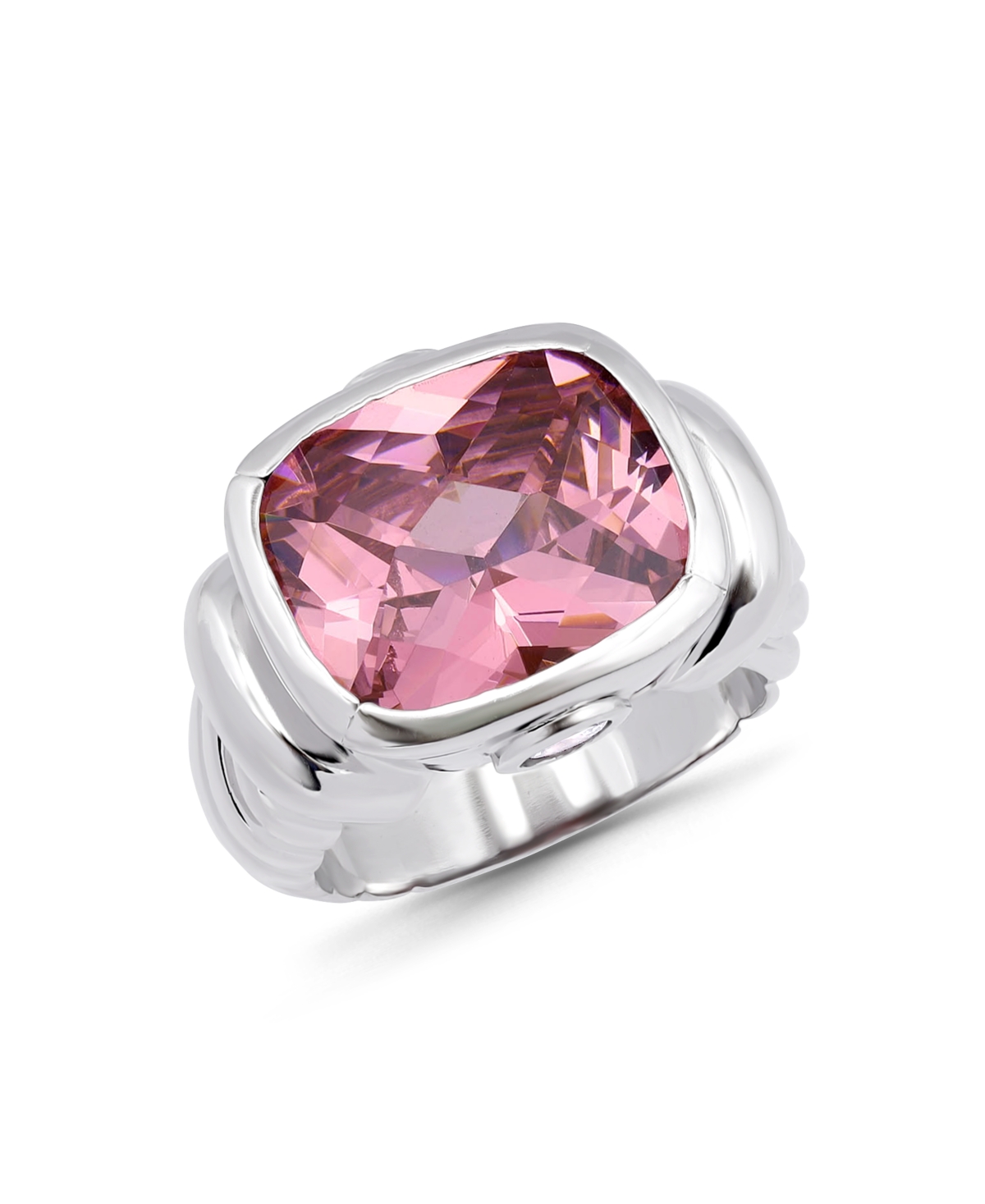 Click here for Macys Oval Bezel Pink and Clear Cubic Zirconia Fin... prices