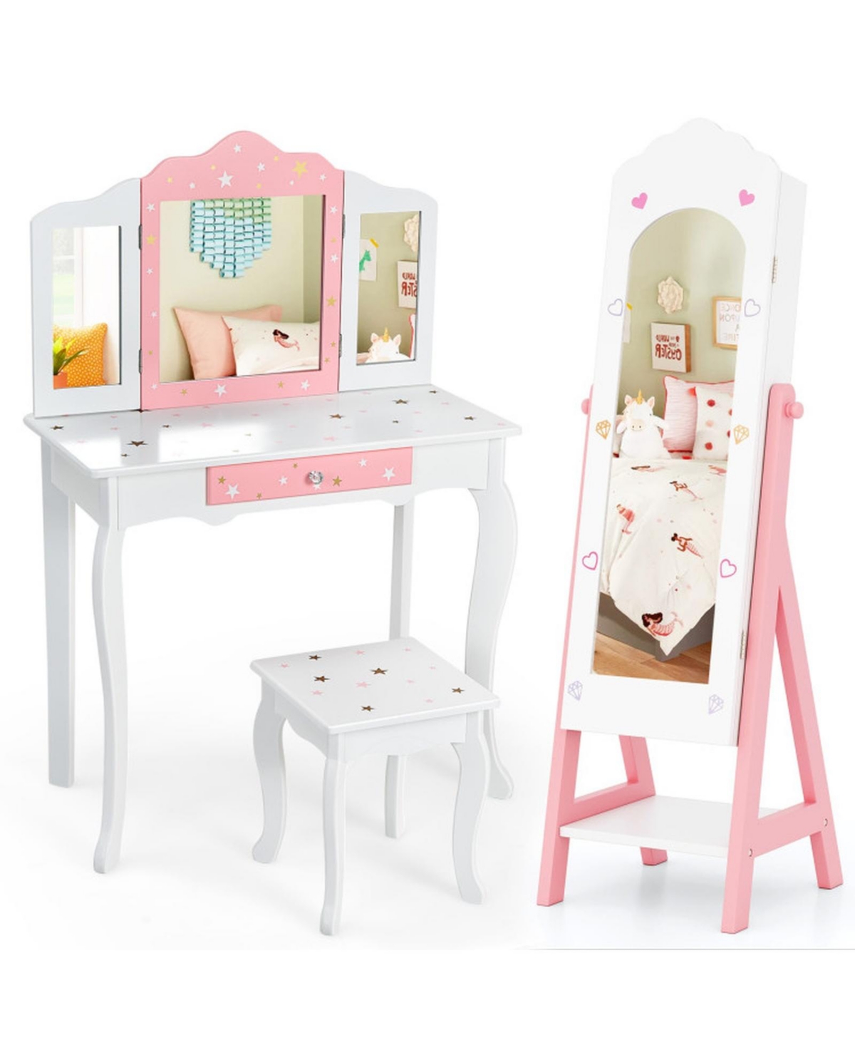 Click here for Sugift Kids 2-Piece Vanity Table Set and Standing... prices