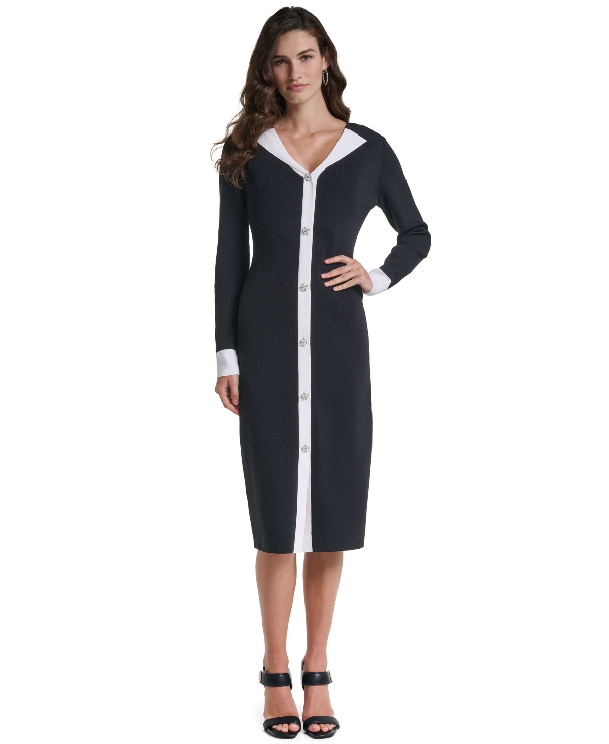 Click here for Karl Lagerfeld Paris Womens V-Neck Long-Sleeve Col... prices