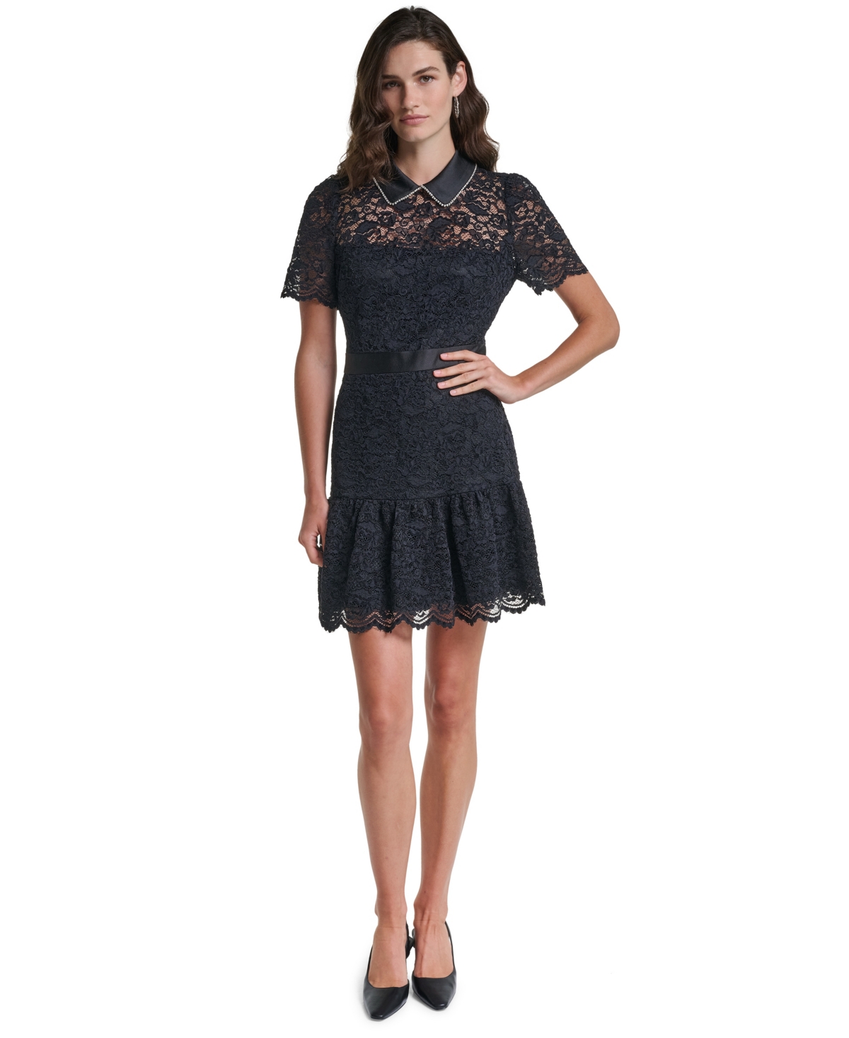 Click here for Karl Lagerfeld Paris Womens Lace A-Line Cap-Sleeve... prices