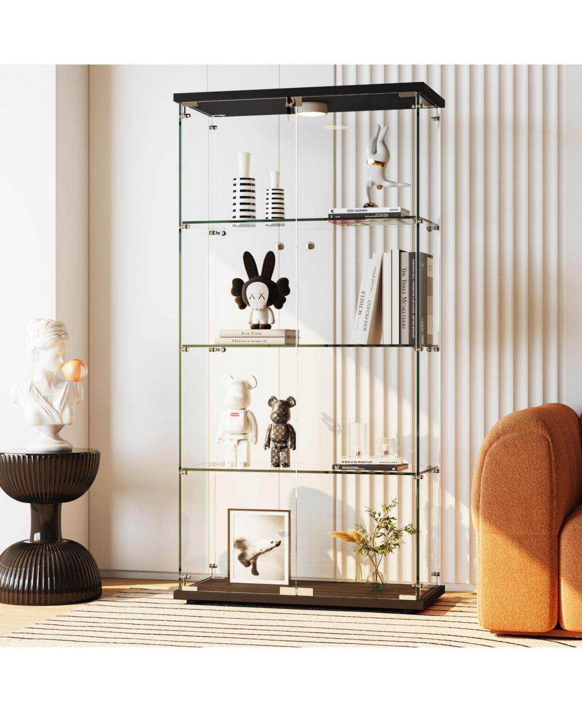 Click here for homfan Tempered Glass Display Cabinet  4 Shelves... prices