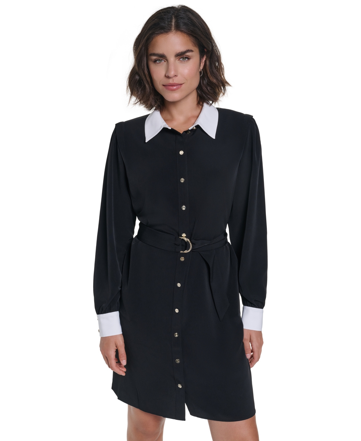 Click here for Karl Lagerfeld Paris Womens Belted Contrast-Collar... prices