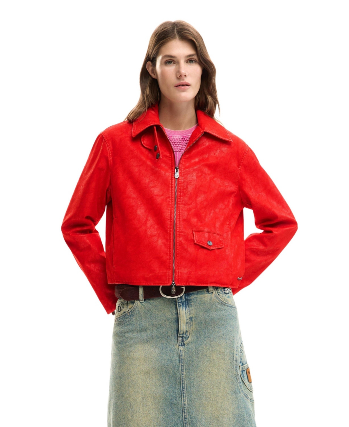 Click here for Desigual Womens faux leather jacket - Red prices