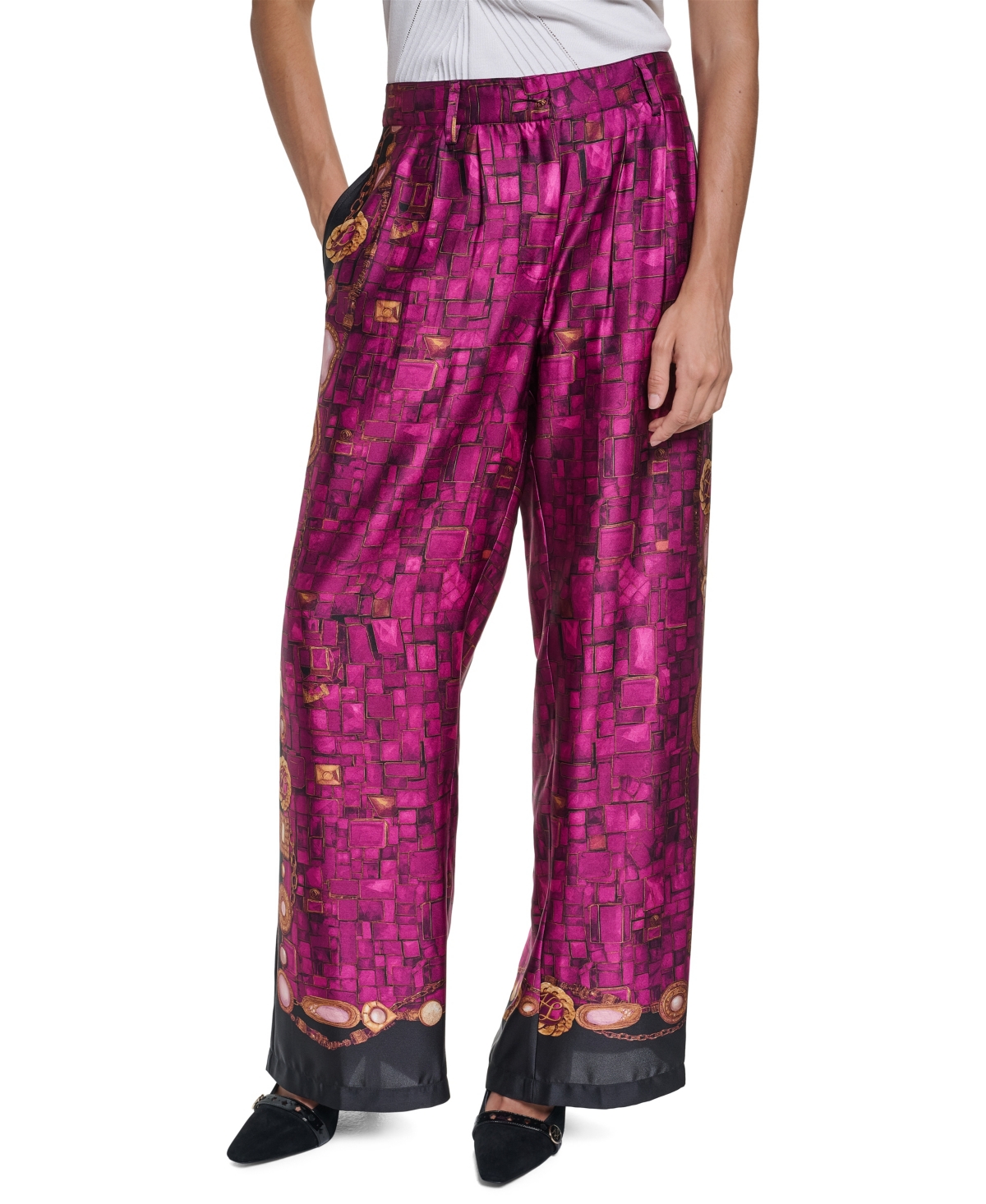 Click here for Karl Lagerfeld Paris Petite High-Waisted Wide-Leg... prices