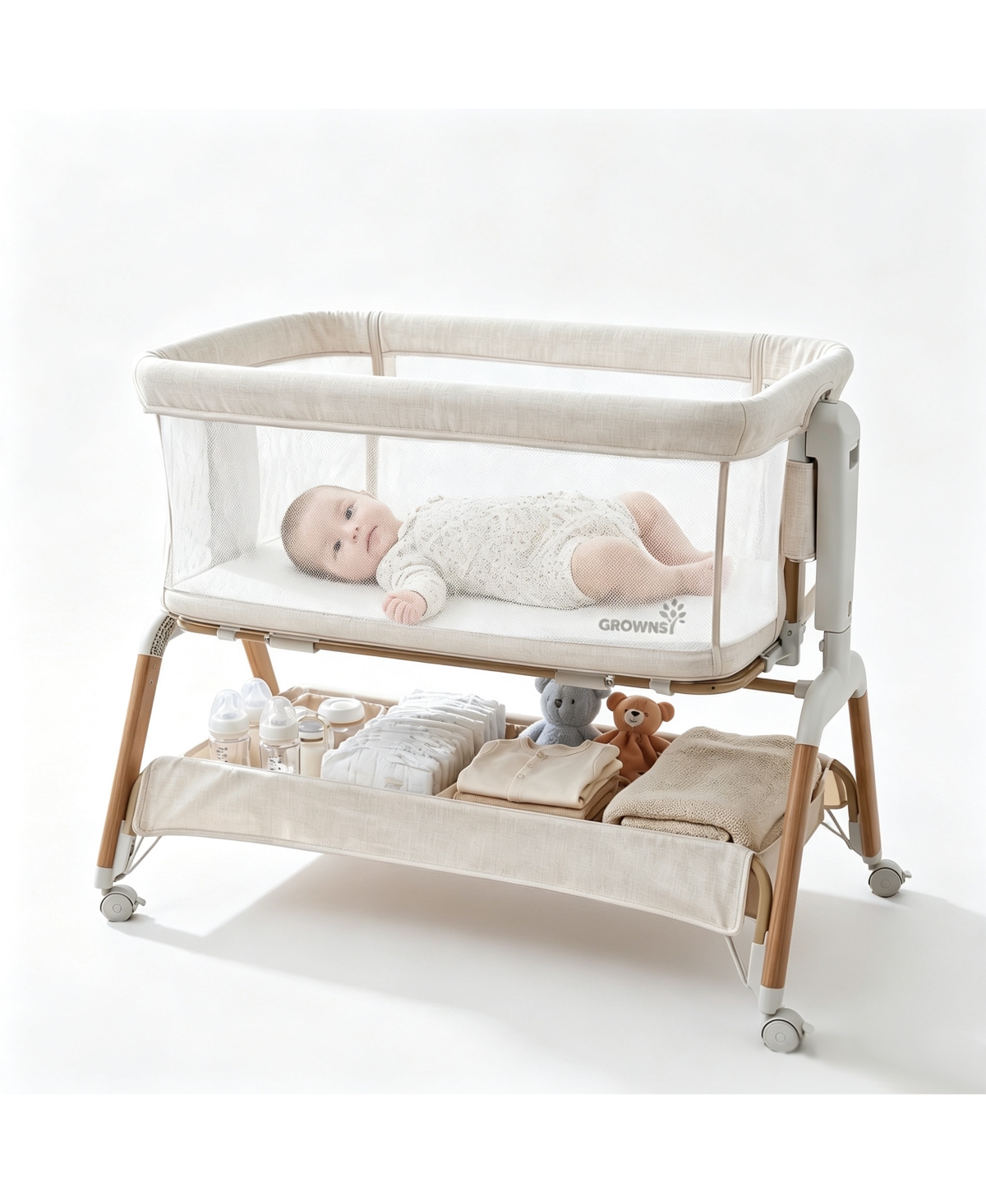 Click here for Grownsy Baby Bassinet Bedside Sleeper - Grey prices