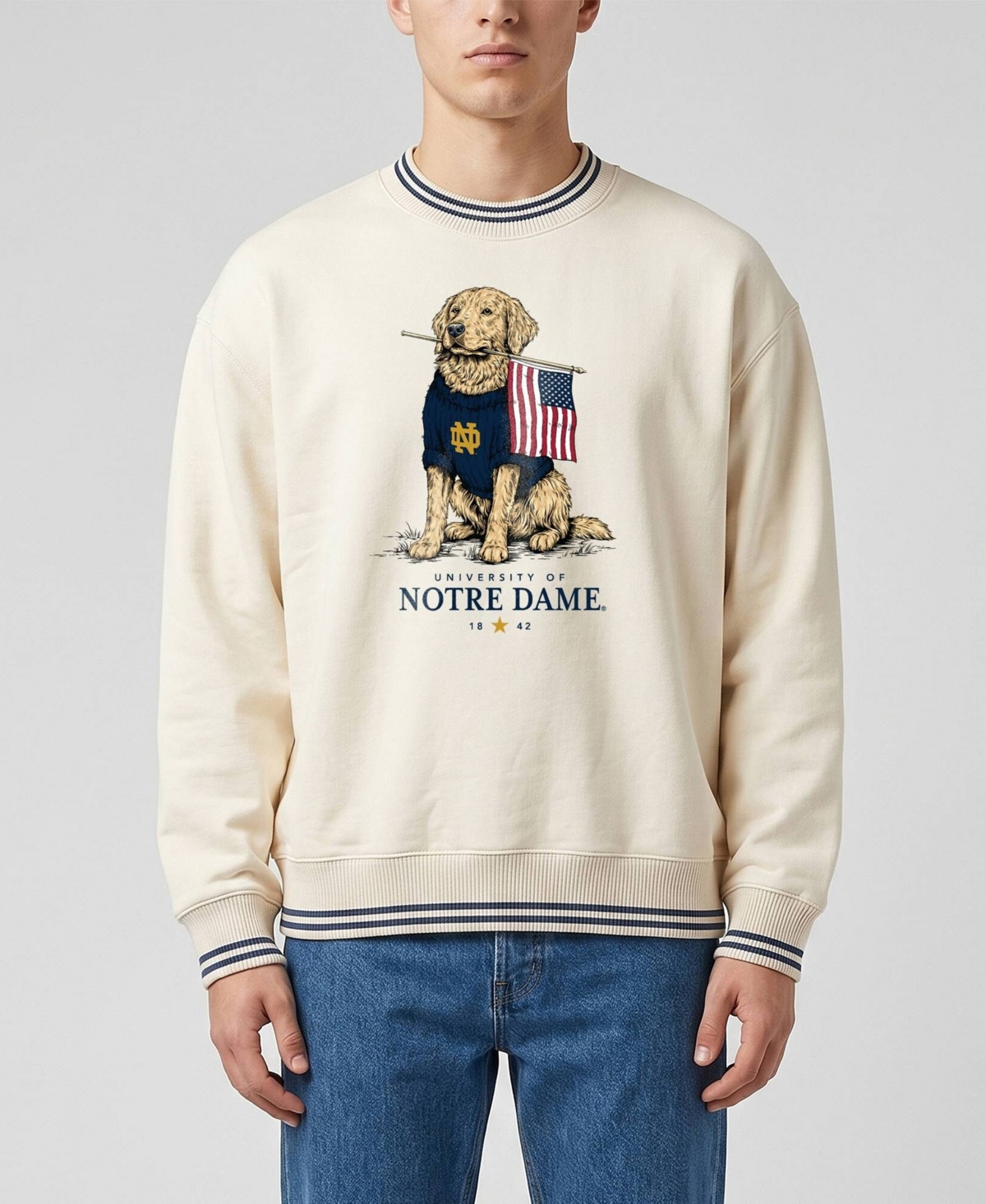Click here for Uscape Apparel Mens and Womens Cream Notre Dame Fi... prices