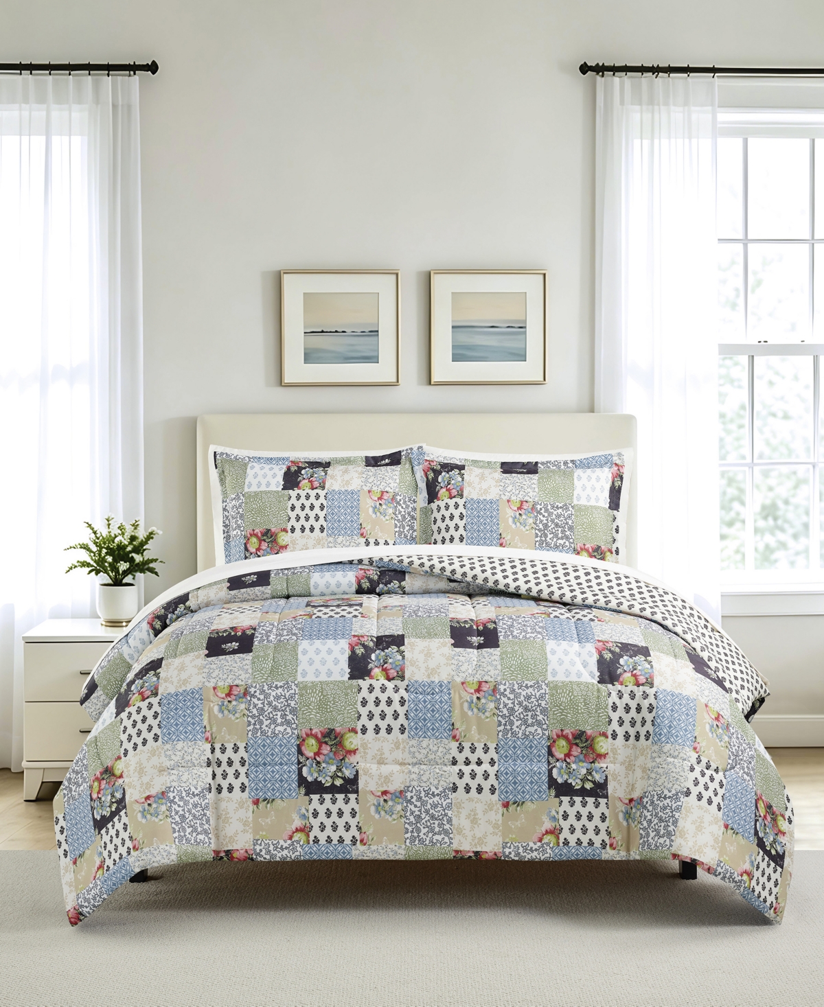 Click here for Macys Floral Patch Reversible Microfiber 3-piece C... prices