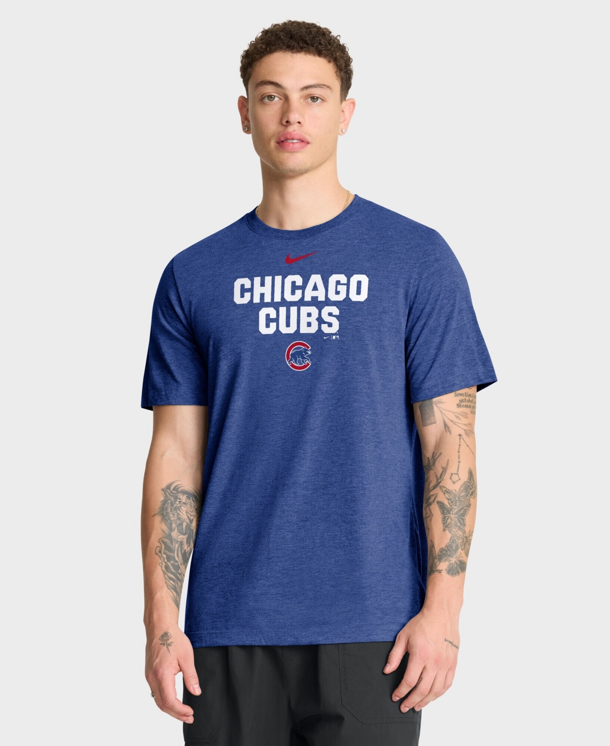 Click here for Nike Mens Heather Royal Chicago Cubs Stacked Tri-B... prices