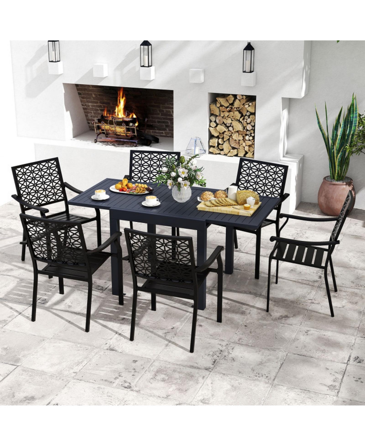 Click here for Gouun 7 Piece Aluminum Patio Dining Set with Expan... prices