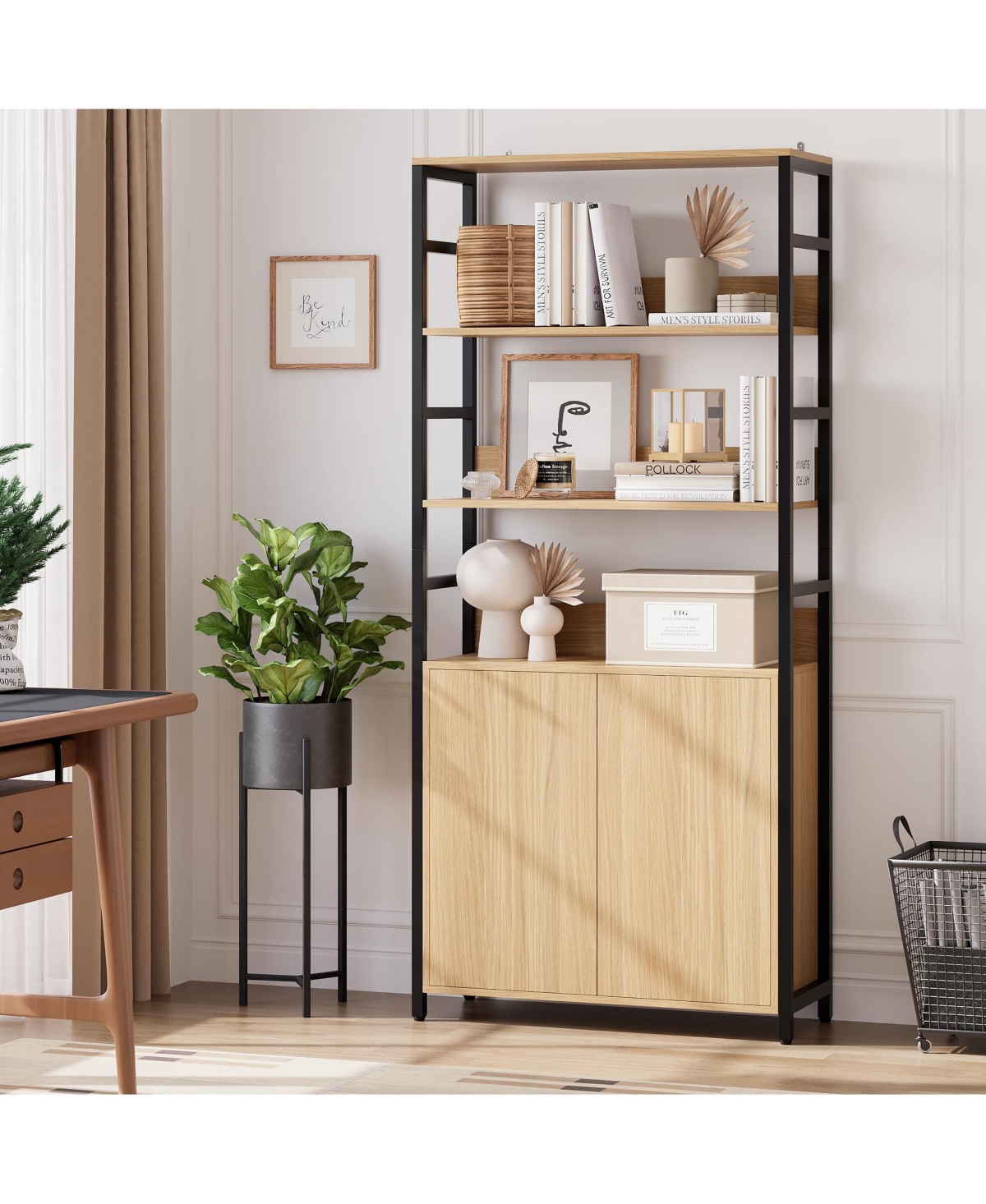 Click here for homfan 71 Tall Bookshelf with Doors  Industrial St... prices