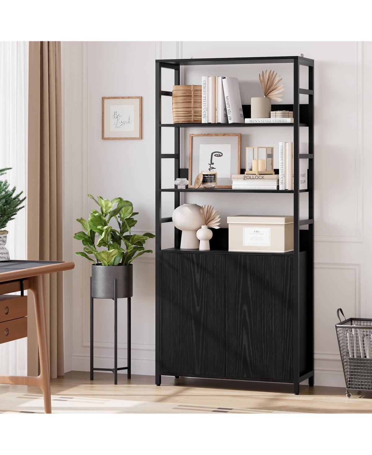 Click here for homfan 71 Tall Bookshelf with Doors  Industrial St... prices