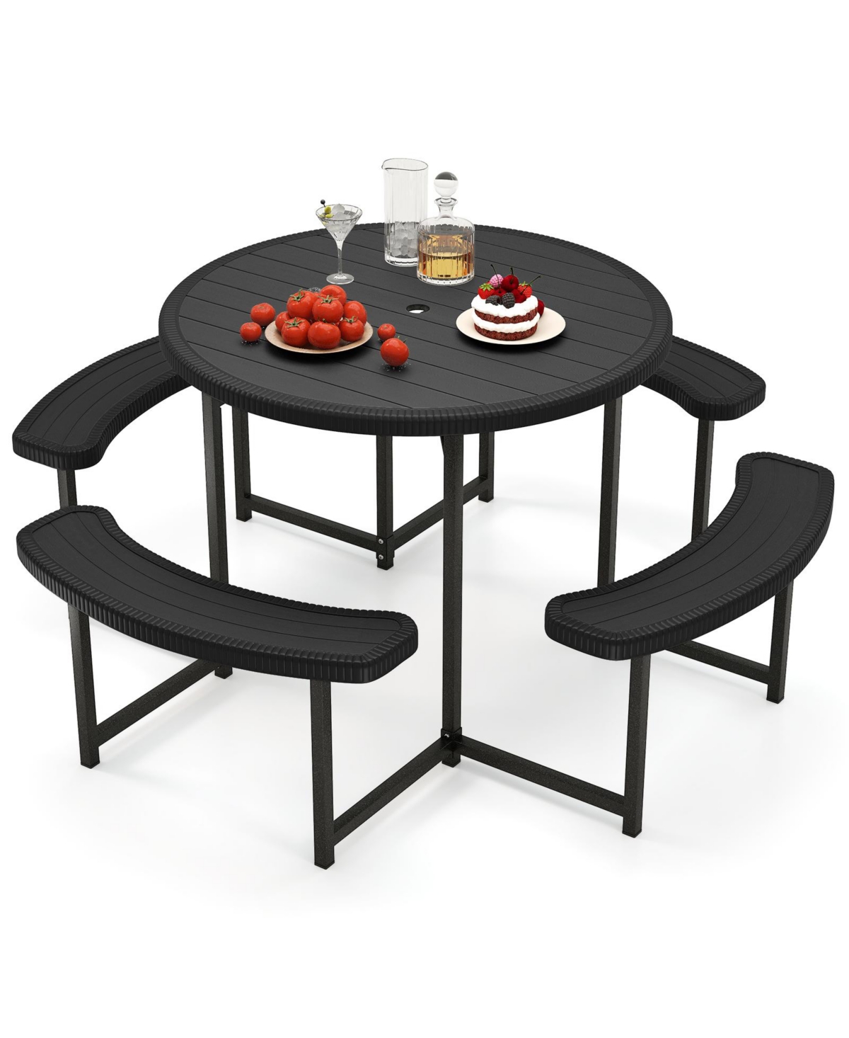 Click here for Gouun Round Hdpe Picnic Table and Bench Set with U... prices