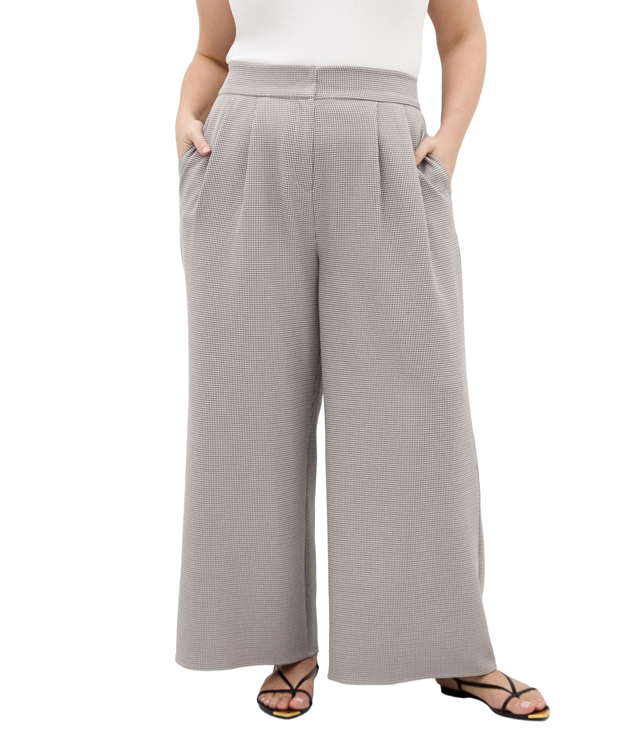 Click here for City Chic Plus Size Hailey Check Pant - Neutral ch... prices