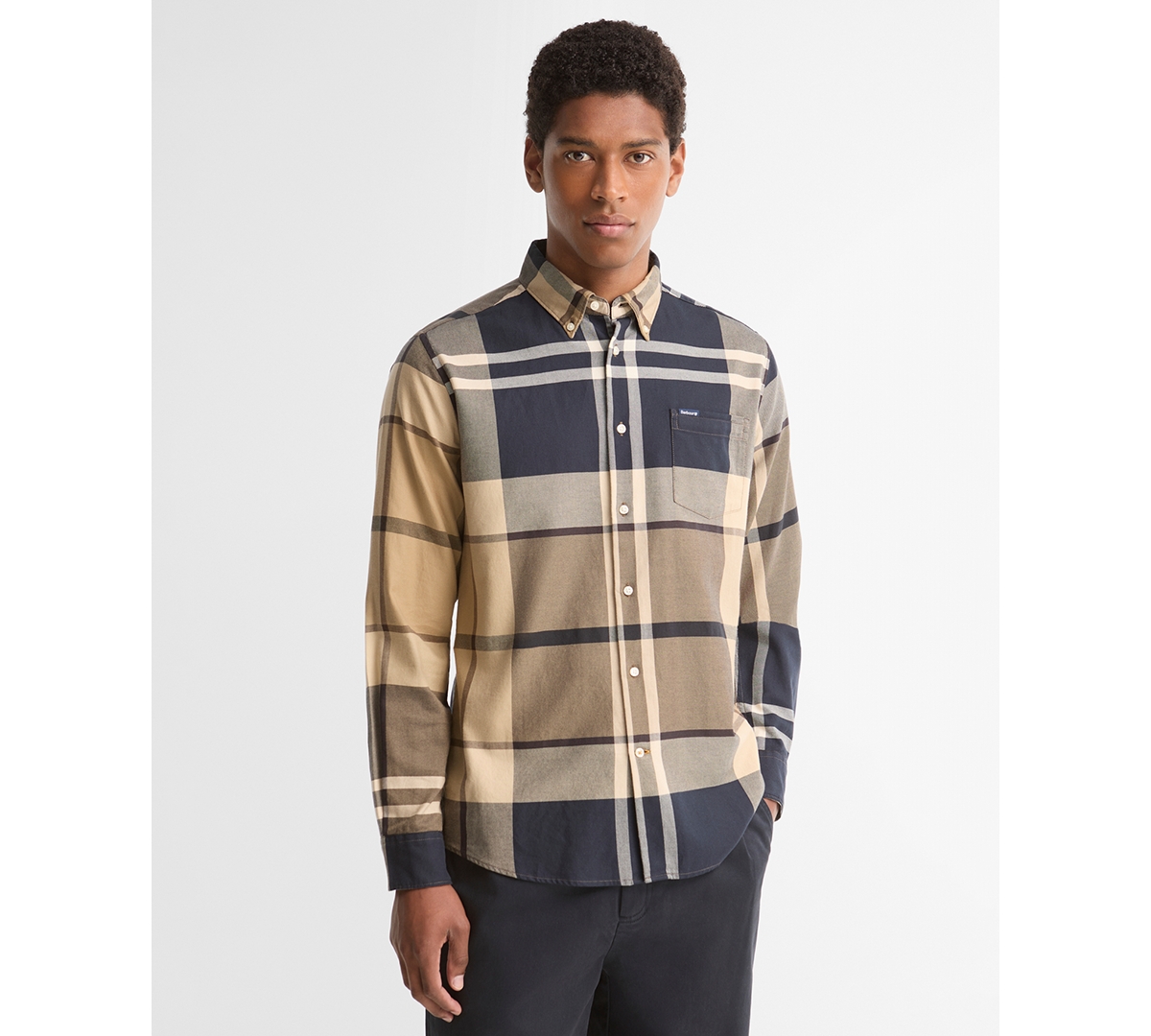 Click here for Barbour Mens Dunoon Tailored-Fit Tartan Button-Dow... prices