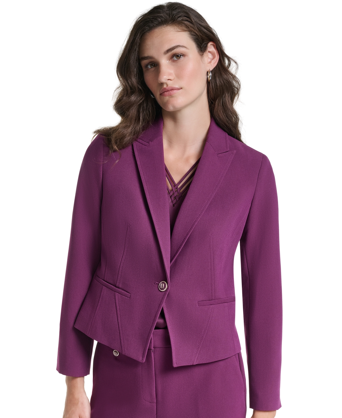Click here for Karl Lagerfeld Paris Petite Cropped Single-Button... prices