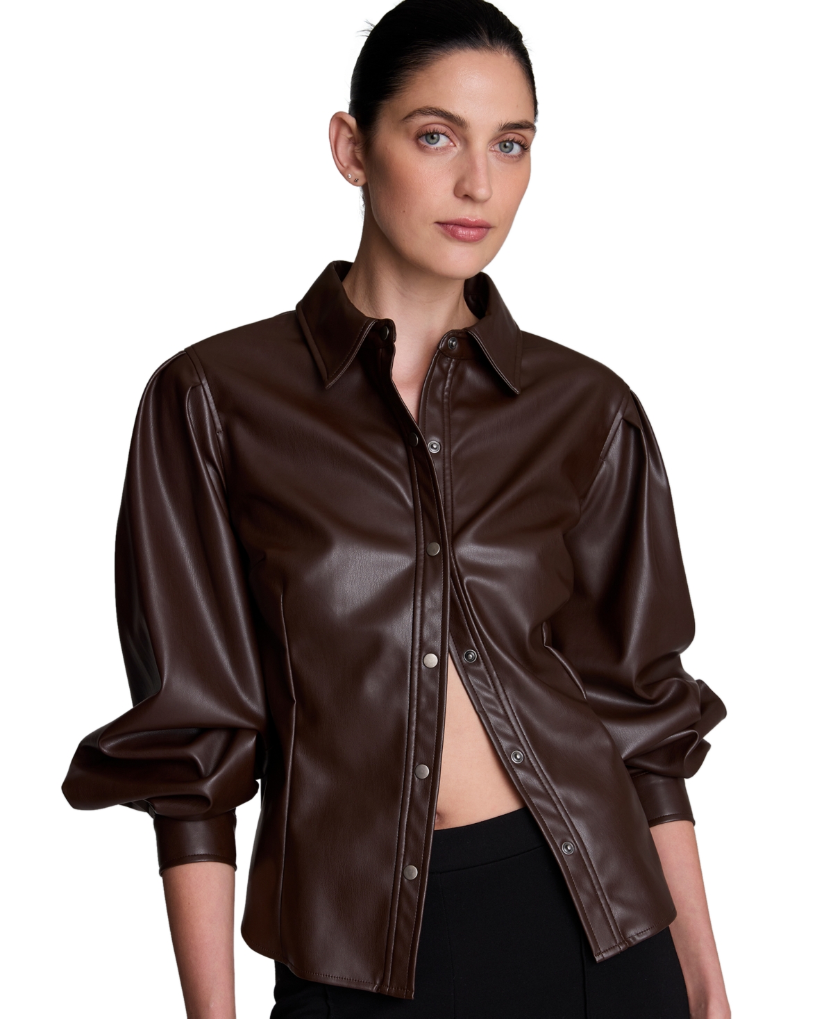 Click here for Kenneth Cole Womens Long-Sleeve Snap-Front Point-C... prices