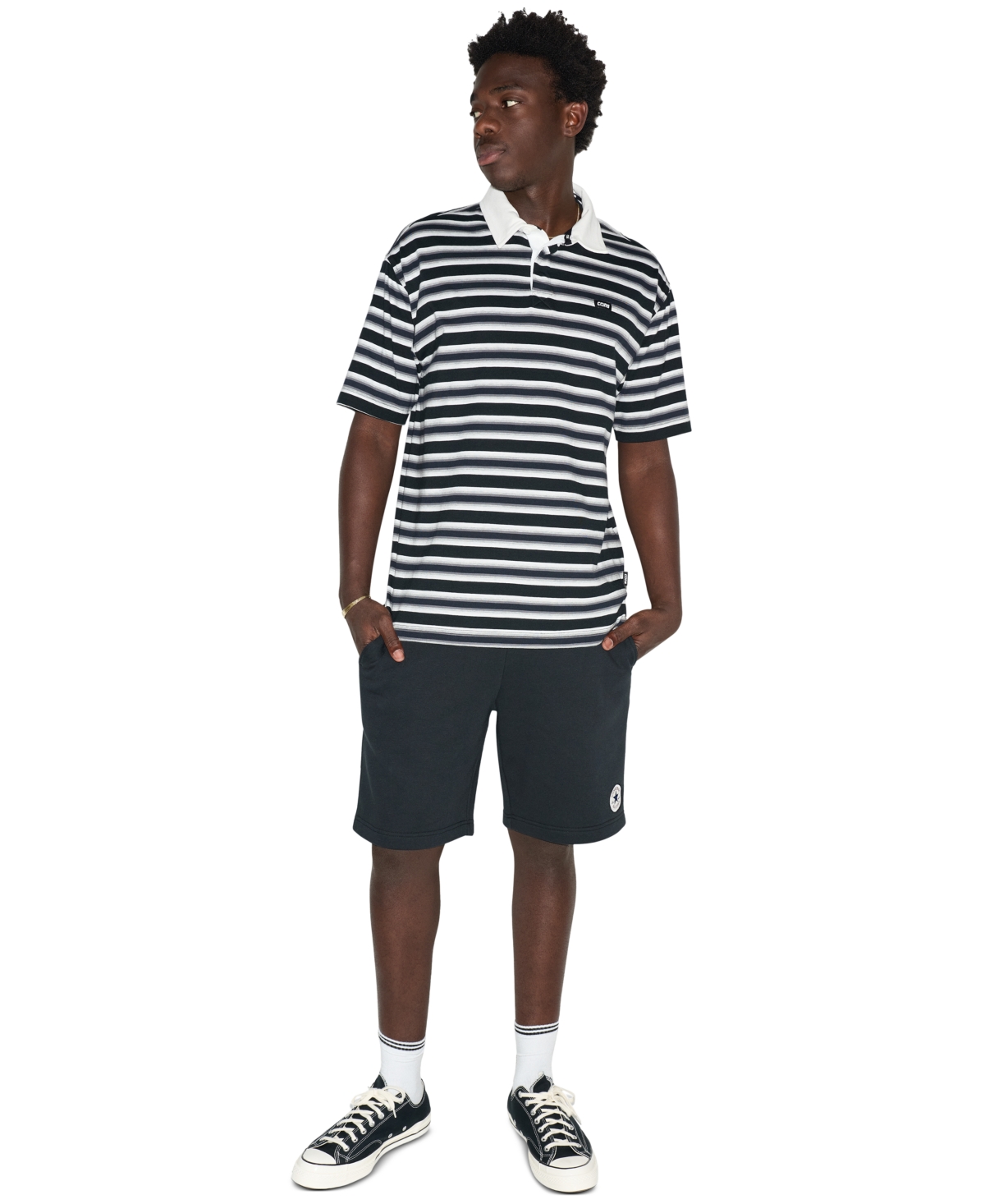 Click here for Converse Mens Ombre Stripe Polo Shirt - Converse B... prices