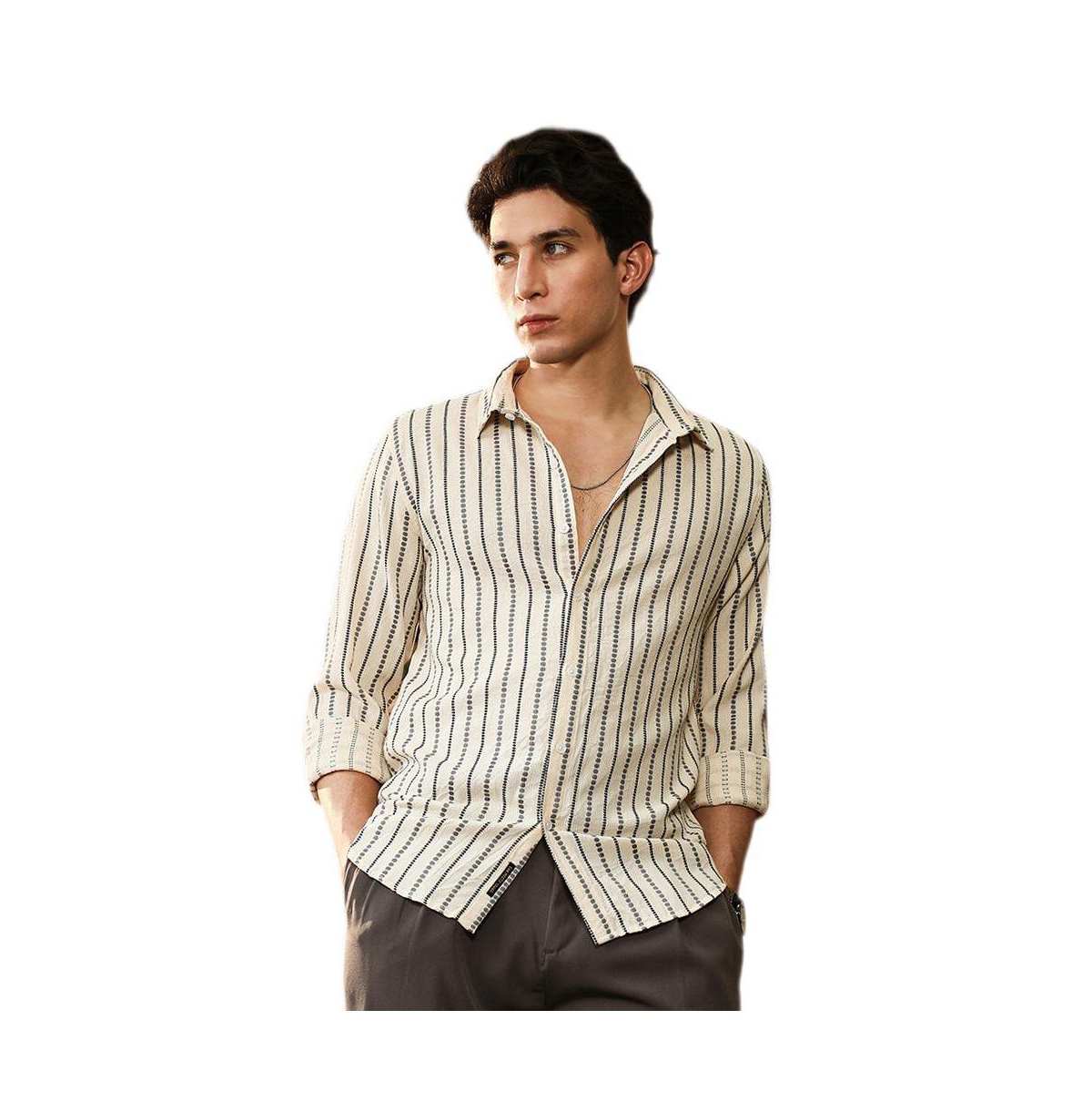 Click here for Campus Sutra Mens Dotted-Stripe Jacquard Shirt - O... prices