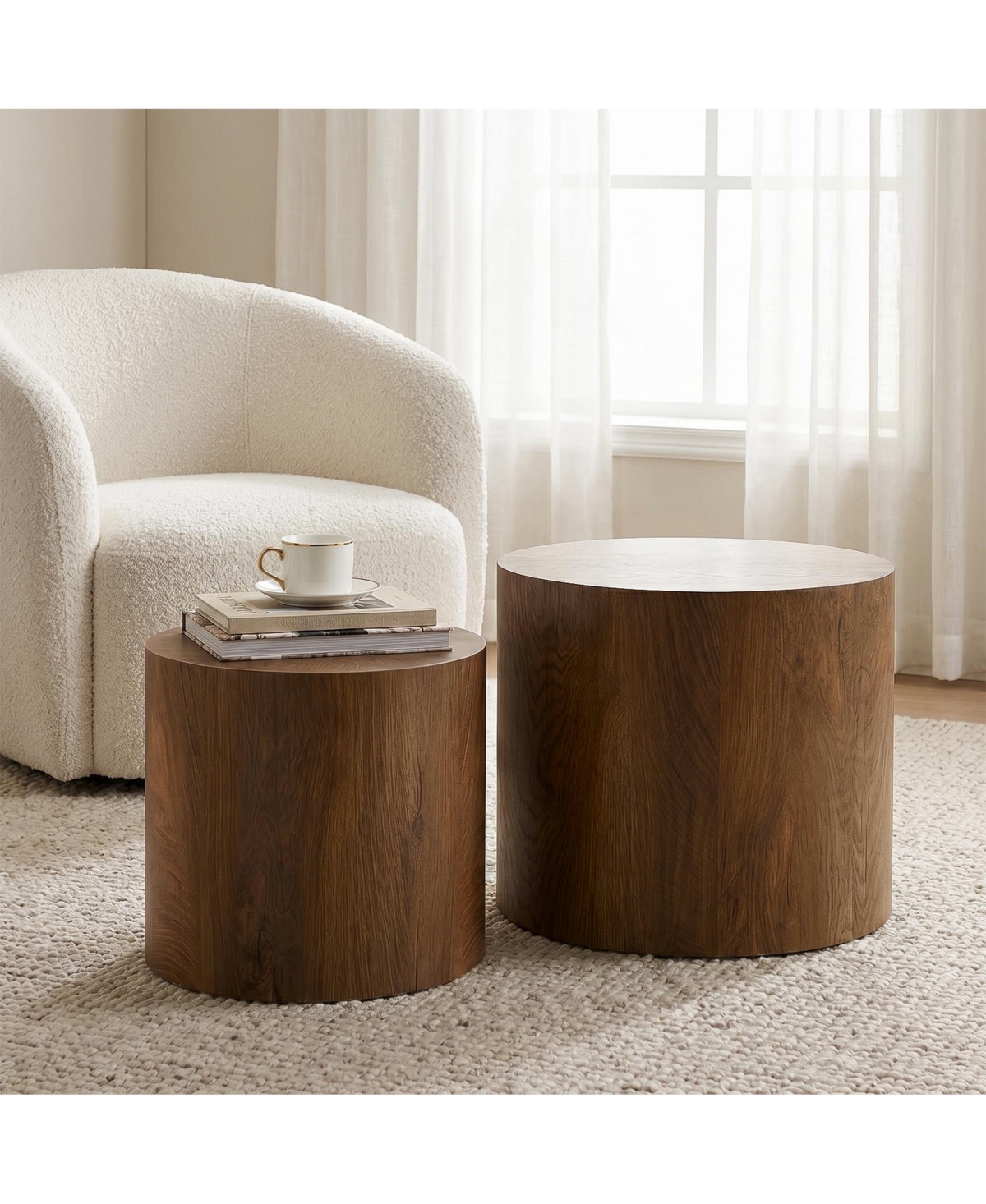 Click here for Clihome Nesting Coffee Table Set of 2  Modern Roun... prices