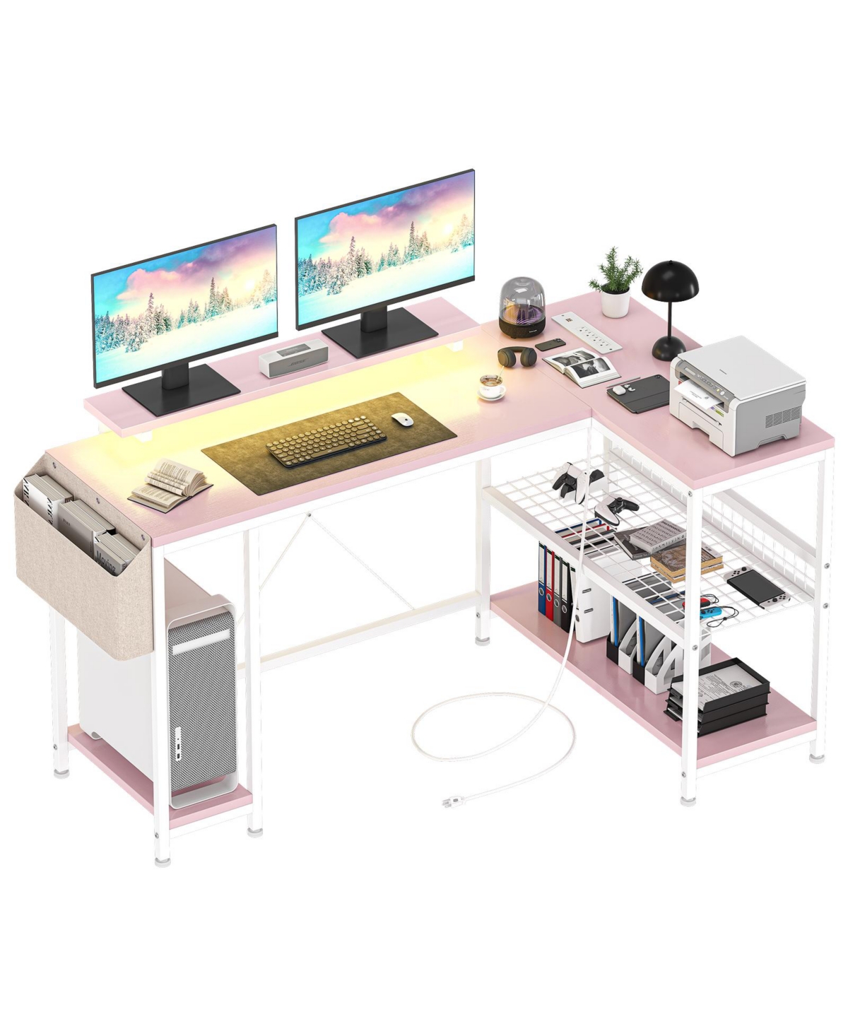 Click here for homfan 49 L Shaped Computer Desk with Power Outlet... prices