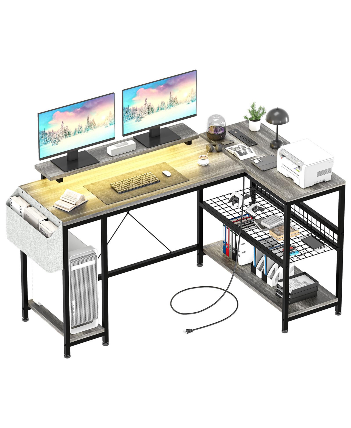 Click here for homfan 49 L Shaped Computer Desk with Power Outlet... prices