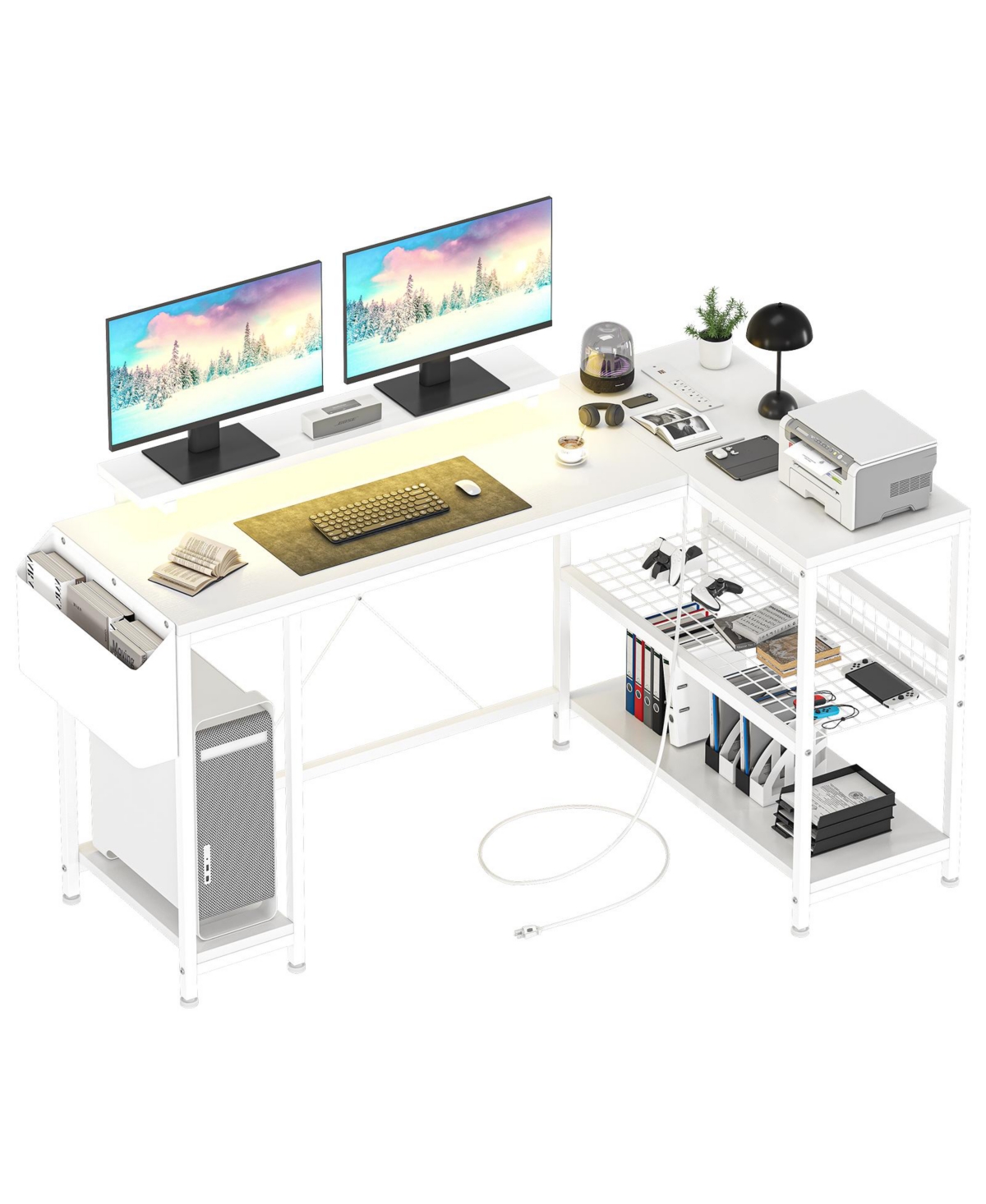 Click here for homfan 49 L Shaped Computer Desk with Power Outlet... prices