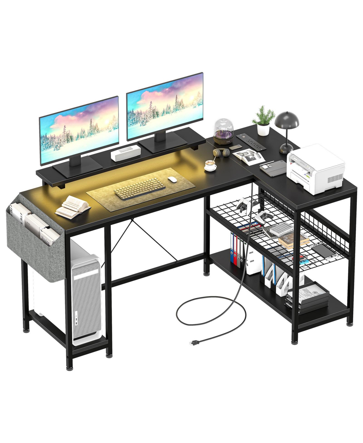 Click here for homfan 49 L Shaped Computer Desk with Power Outlet... prices