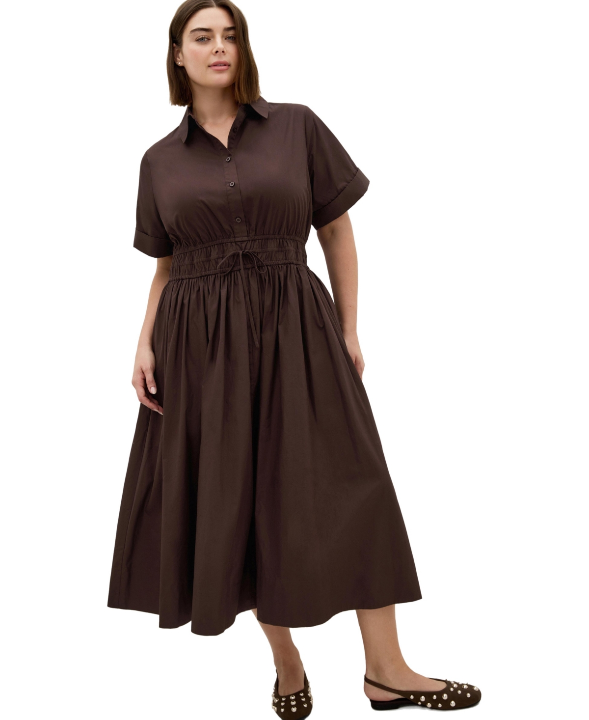 Click here for City Chic Womens Plus Size Lana Midi Shirt Dress -... prices
